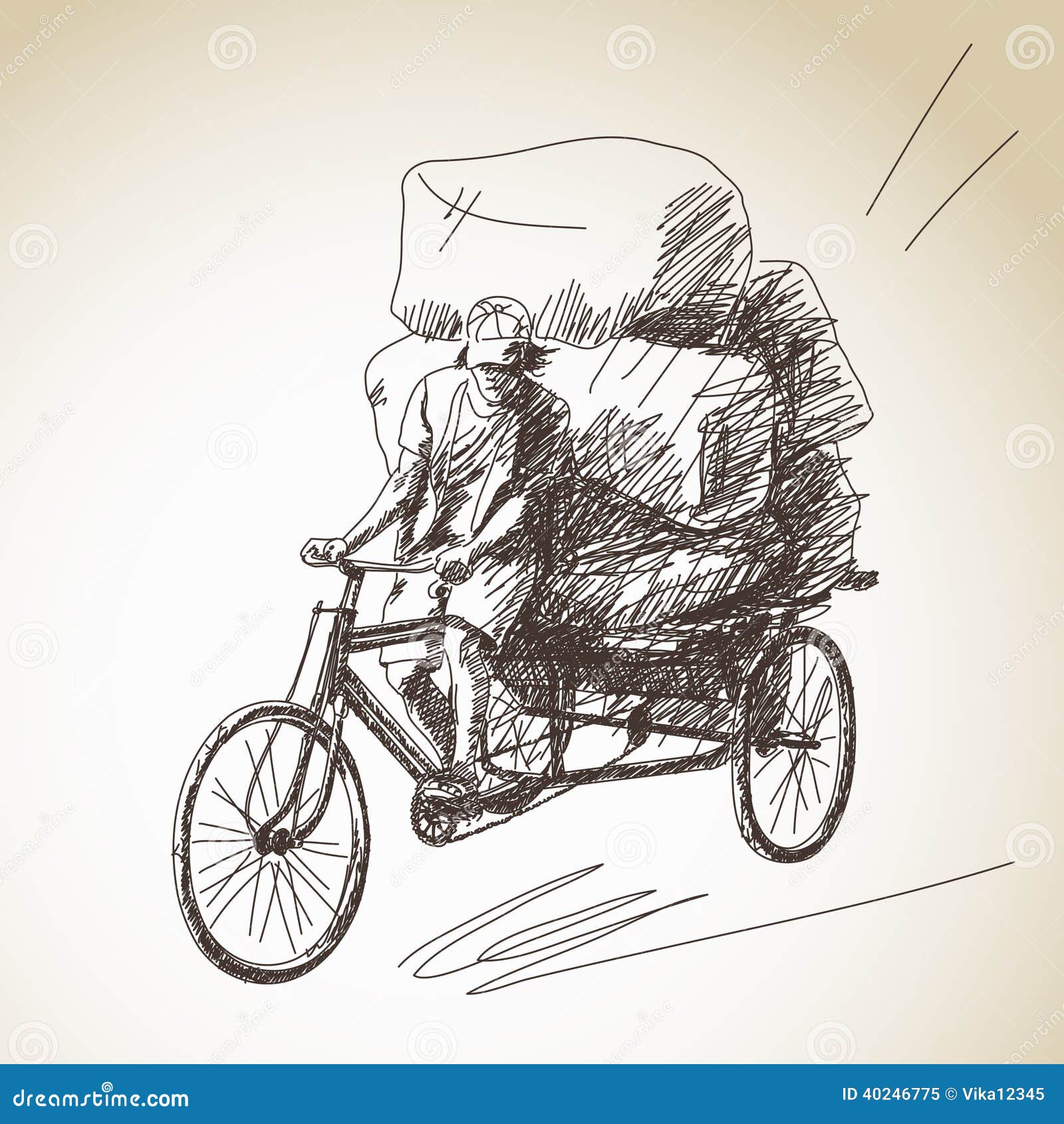 Sketch of cycle rickshaw stock vector. Illustration of exotic - 40246775