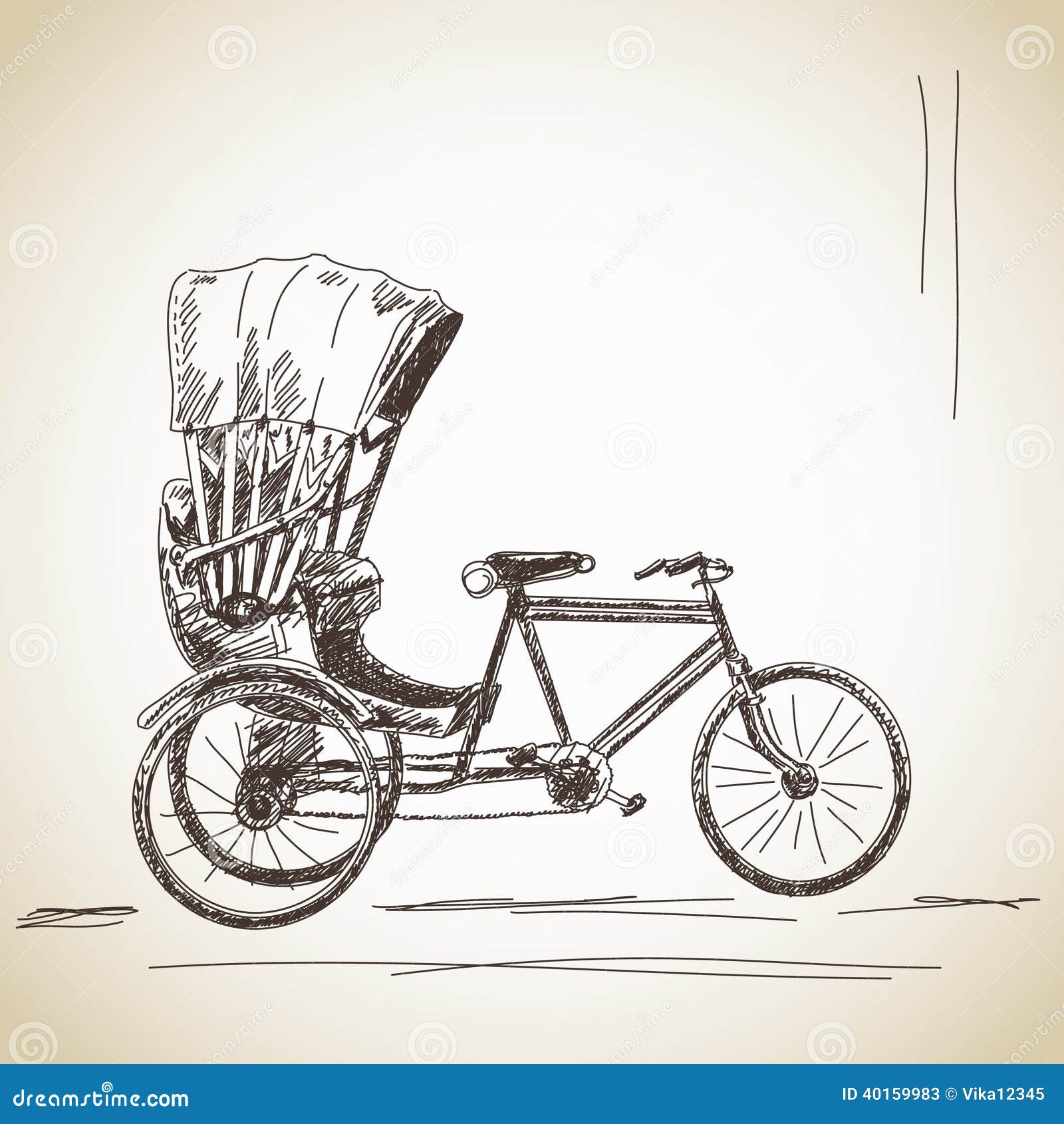 Sketch of cycle rickshaw stock vector. Illustration of bicycle - 40159983