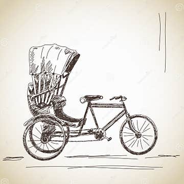Sketch of cycle rickshaw stock vector. Illustration of bicycle - 40159983