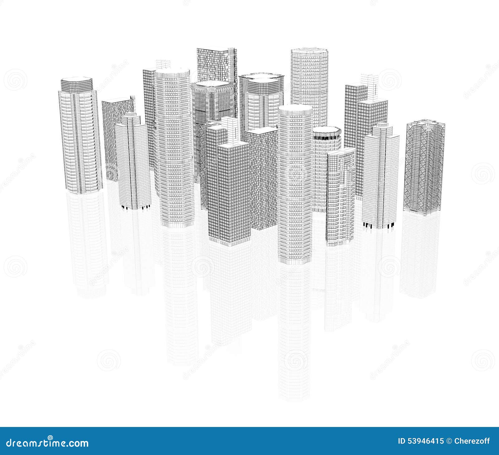 Sketch of 3d cityscape stock image. Image of model, sketch - 53946415