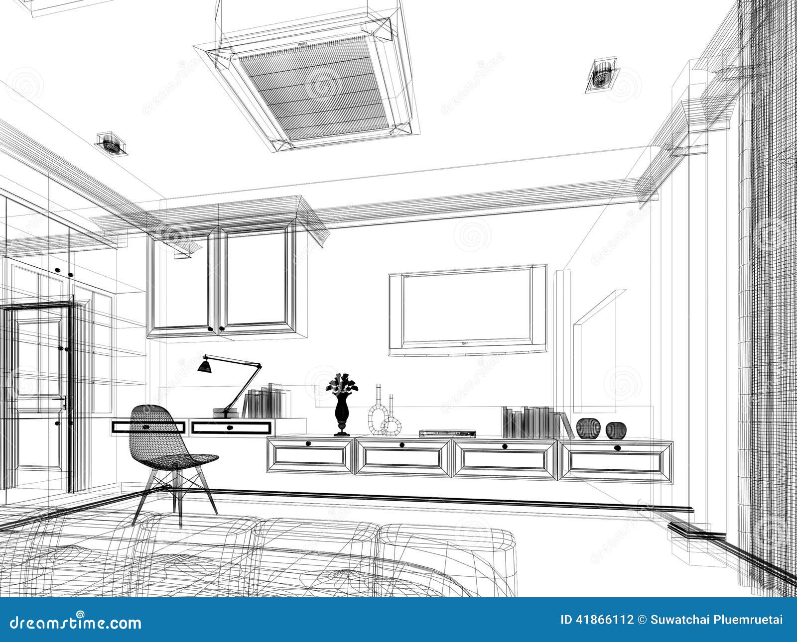 3d Render - Wire Frame Model Of Heliocopter With Lattice Effect Royalty ...