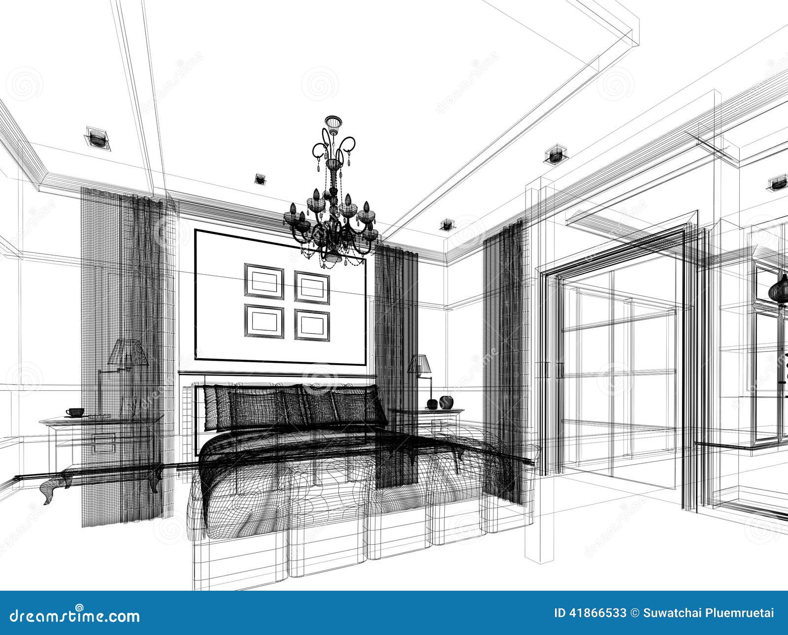 3d Render - Wire Frame Model Of Heliocopter With Lattice Effect Royalty ...
