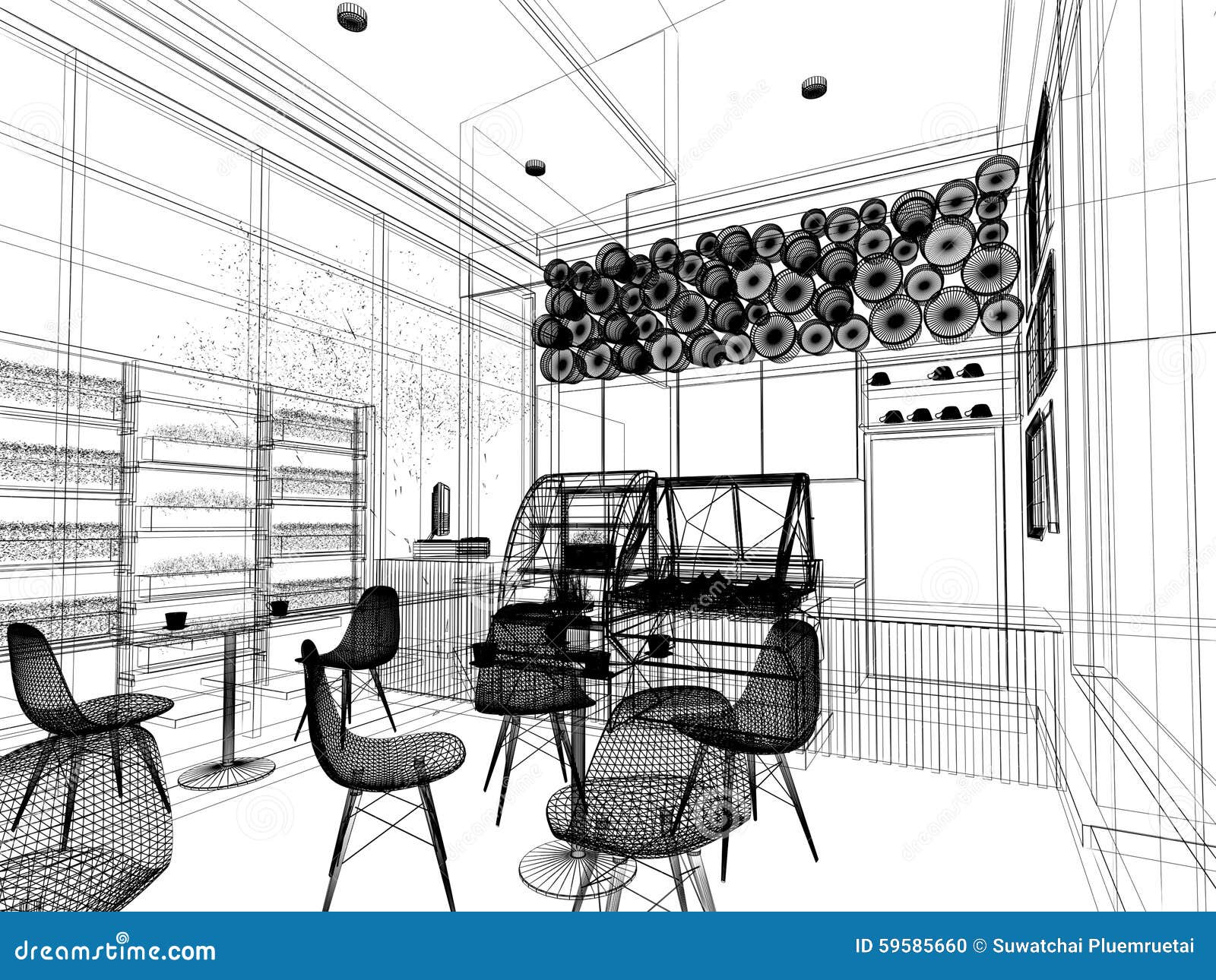 Sketch Design of Coffee Shop , Stock Illustration - Illustration of ...