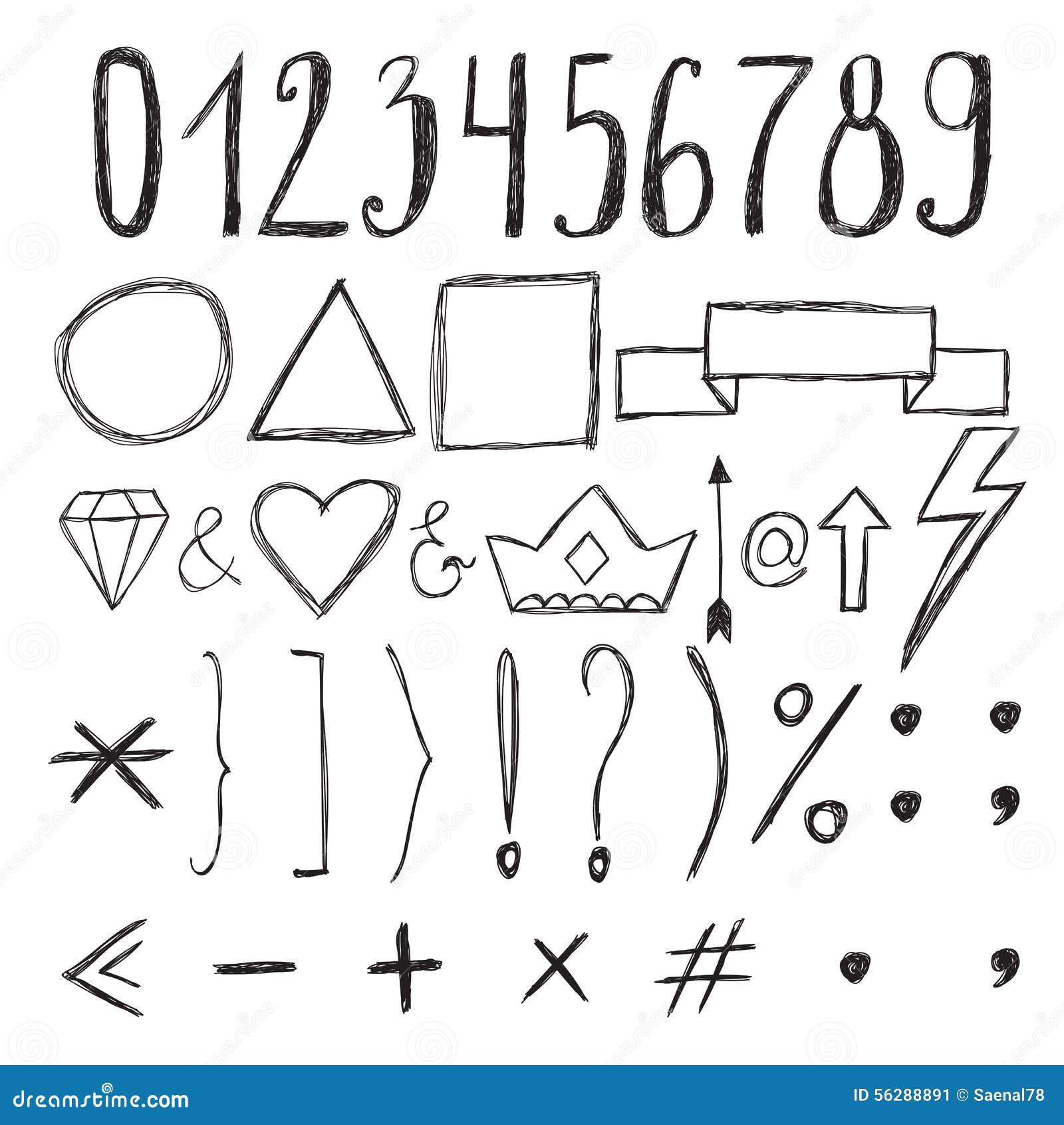 Sketch Design Elements. Numbers Stock Vector - Illustration of numeral ...