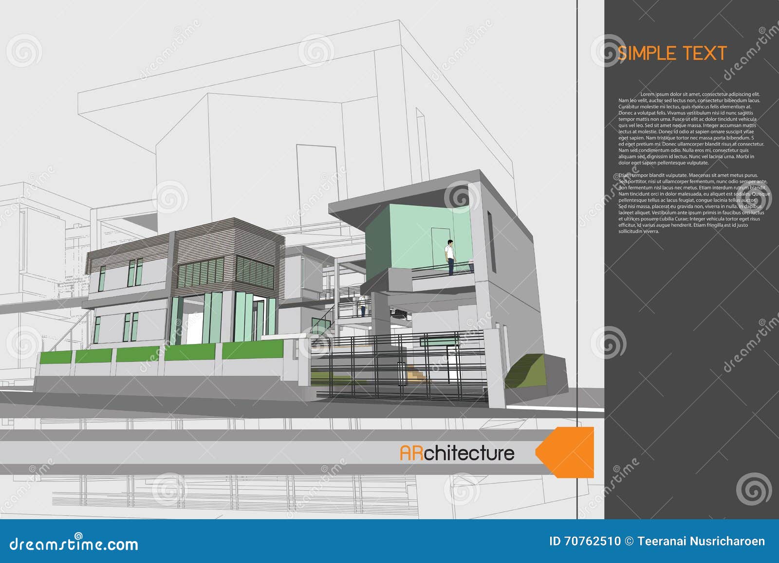 Sketch Design of Home on Drawing Table Stock Illustration ...