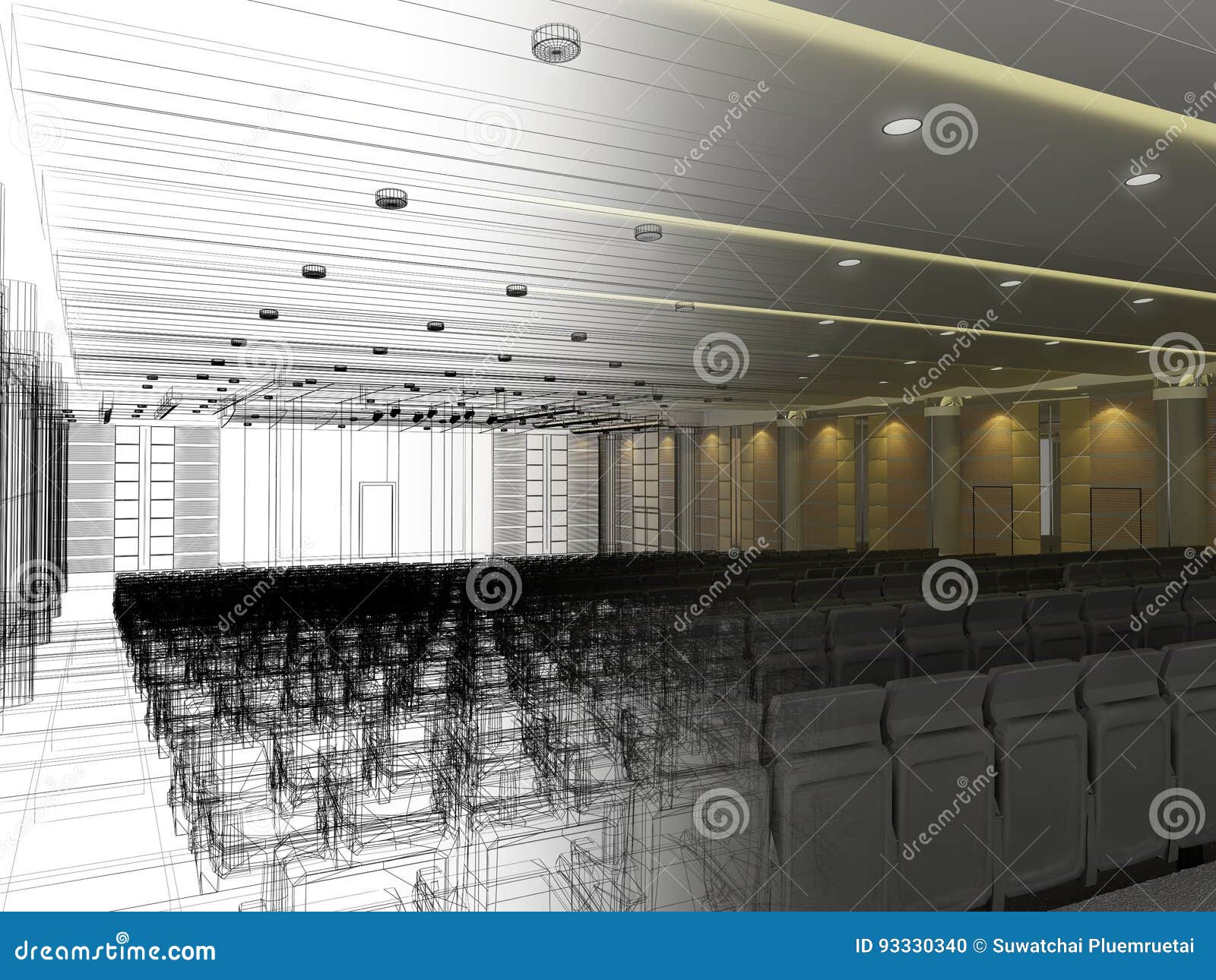 Sketch Design of Interior Auditorium Stock Illustration - Illustration ...