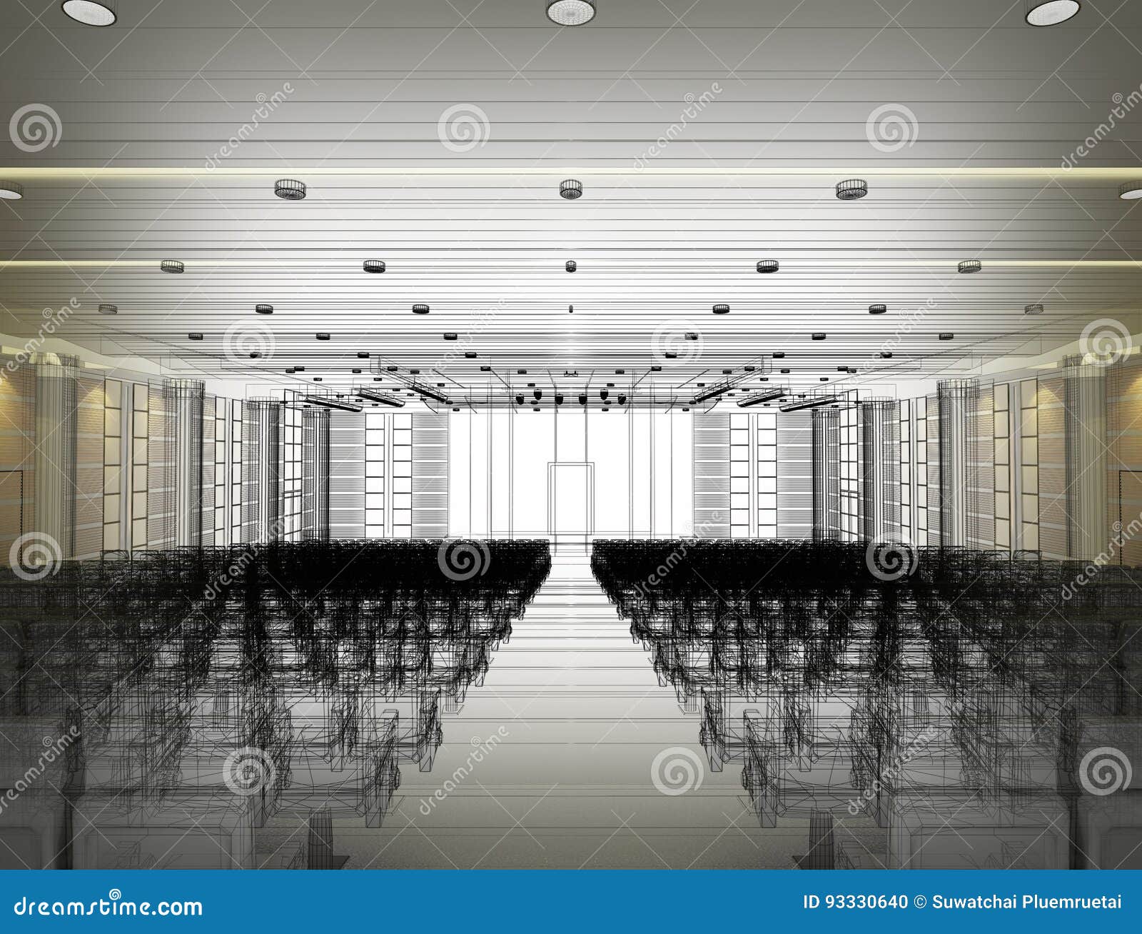 Sketch Design of Interior Auditorium Stock Illustration - Illustration ...