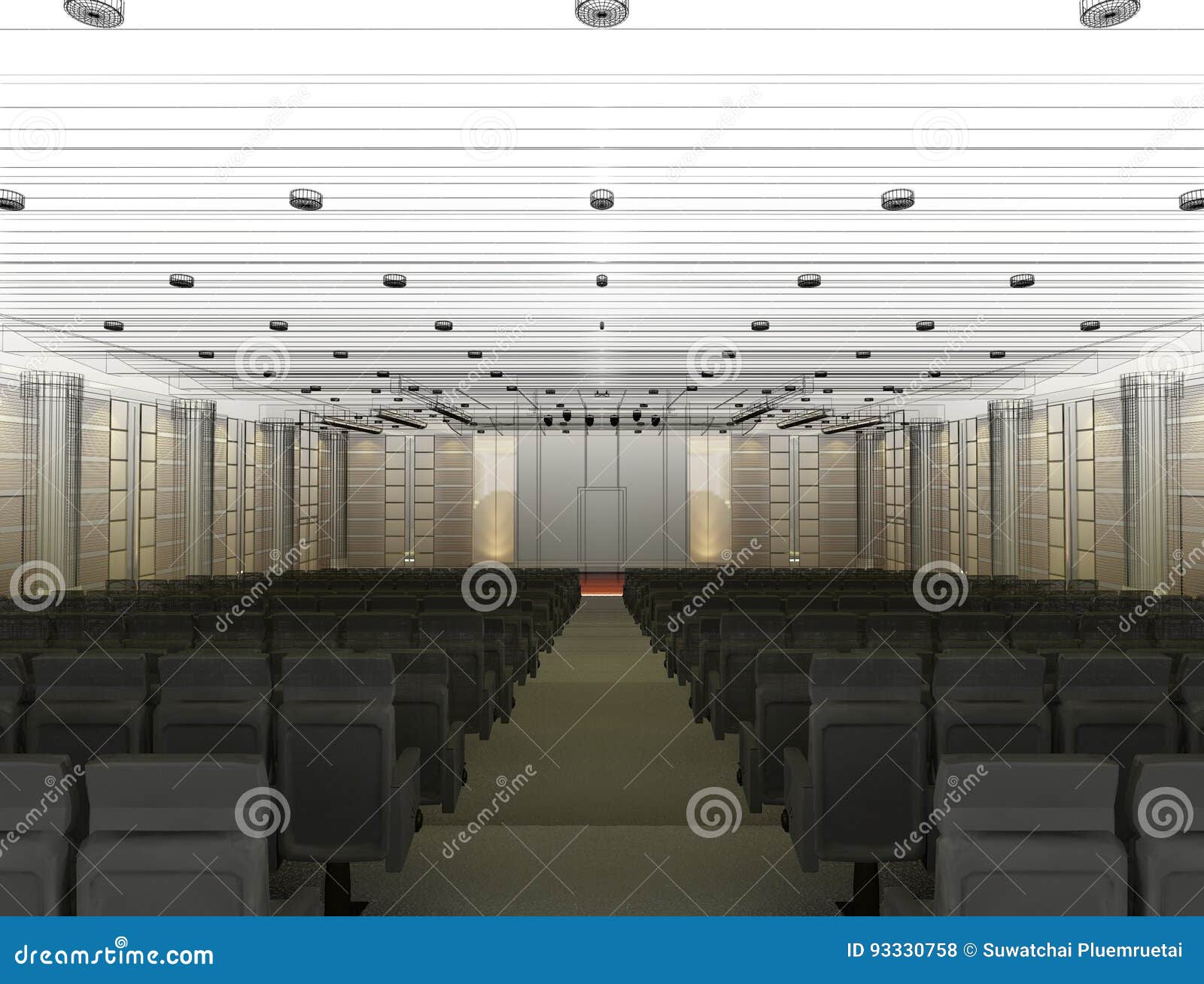 Sketch Design of Interior Auditorium Stock Illustration - Illustration ...
