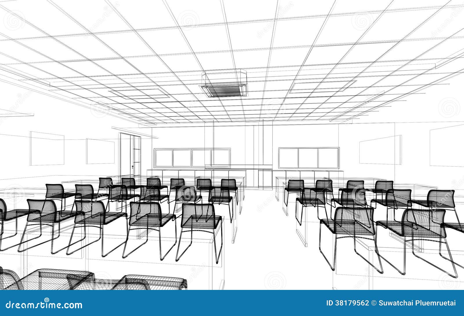 Sketch Design of Interior Conference Stock Illustration - Illustration ...