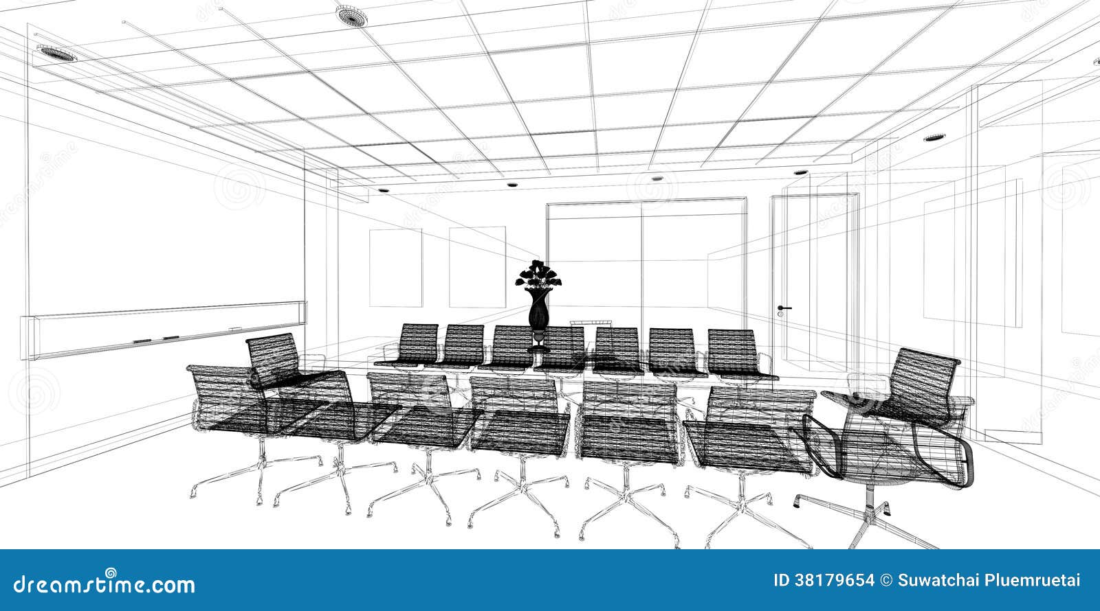 Interior Of Conference Hall In Pink Colors With Chairs, Board With A ...