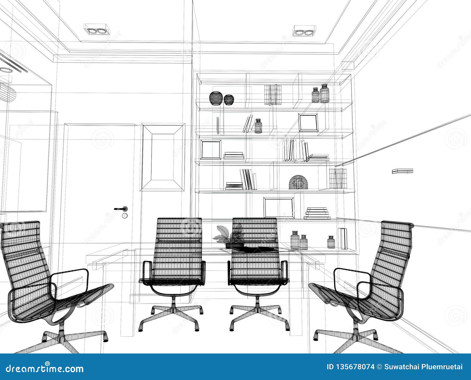 Sketch Design of Interior Conference Room, Stock Photo - Illustration ...