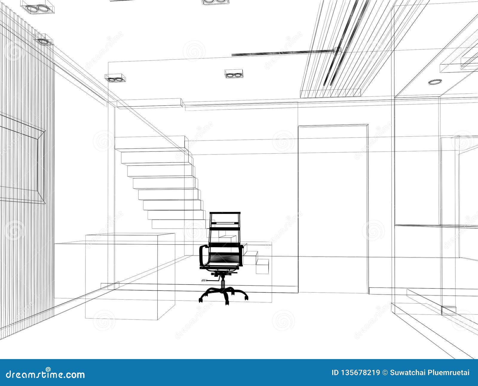Sketch Design of Interior Conference Room, Stock Illustration ...