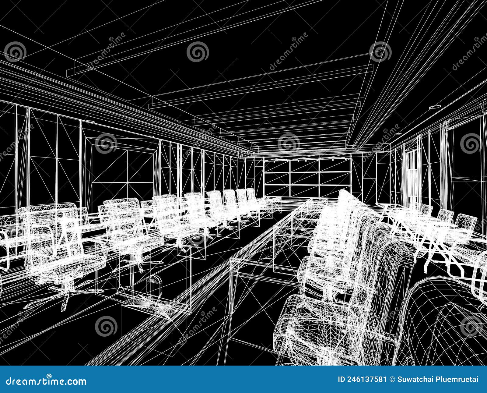 Interior Of Conference Hall In Pink Colors With Chairs, Board With A ...