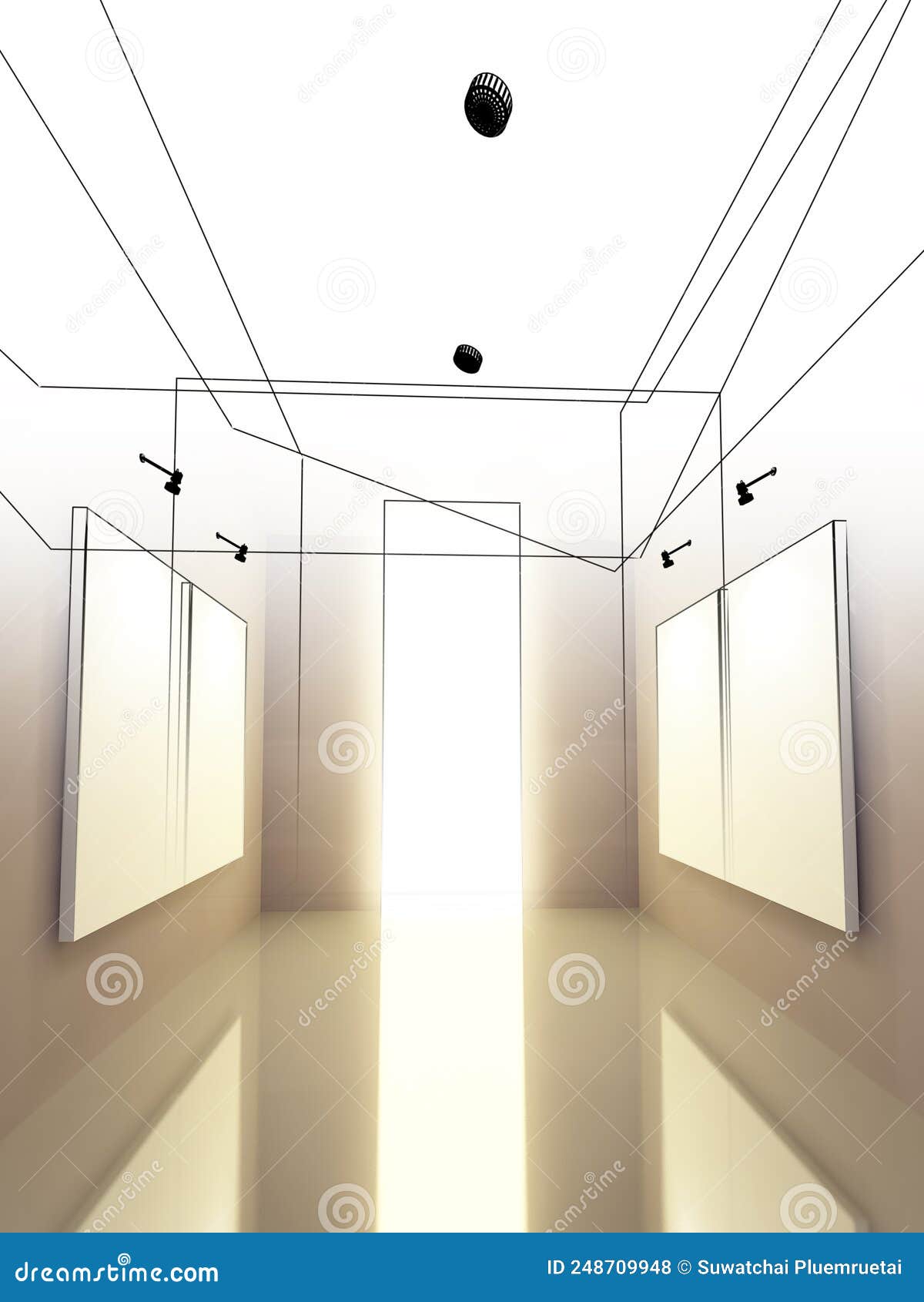 Sketch Design of Interior Exhibition Room ,museum ,3d Stock ...