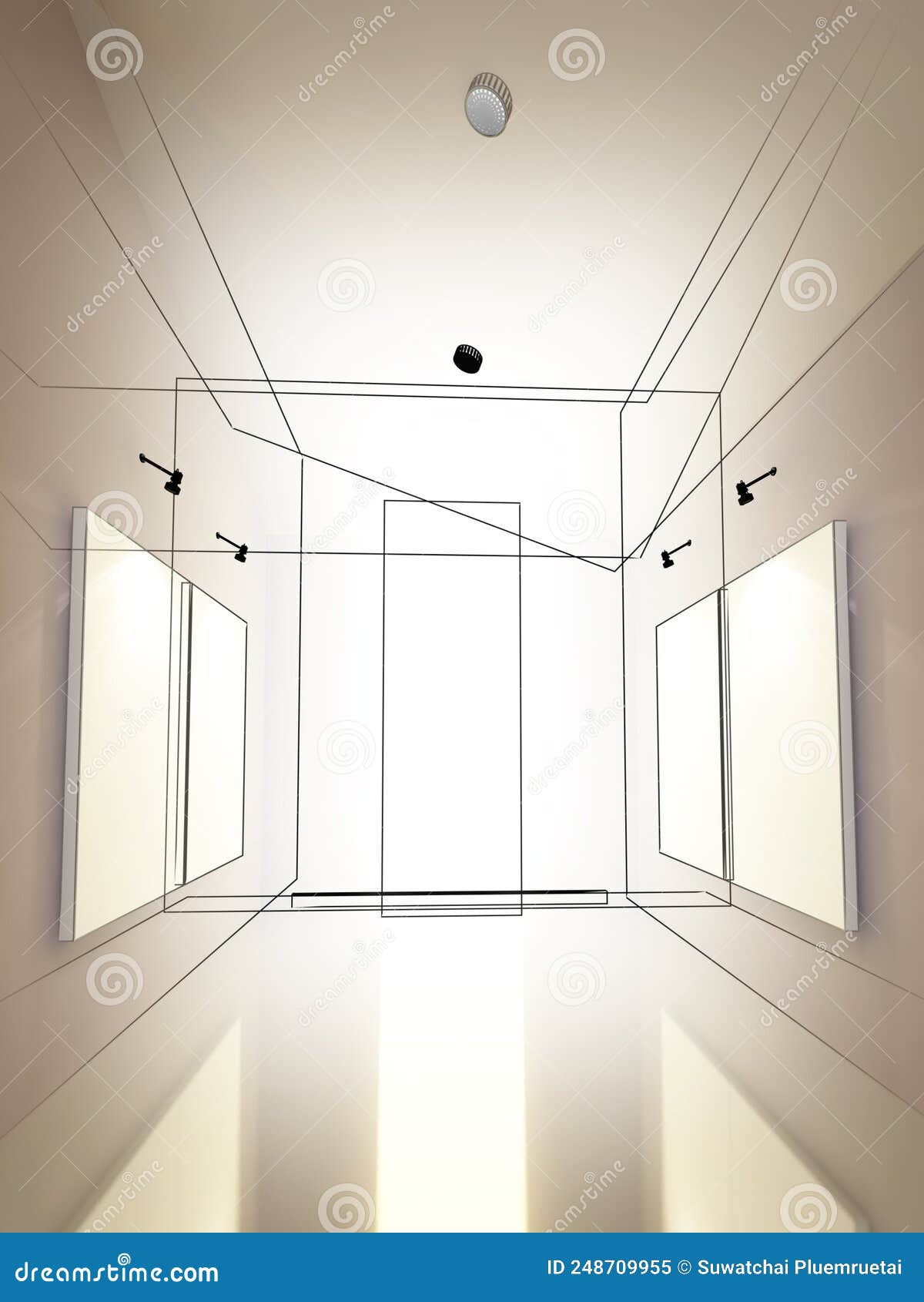 Sketch Design of Interior Exhibition Room ,museum ,3d Stock ...