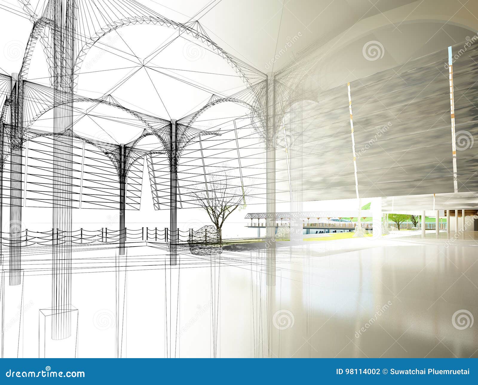 Sketch Design of Interior Hal Stock Illustration - Illustration of ...