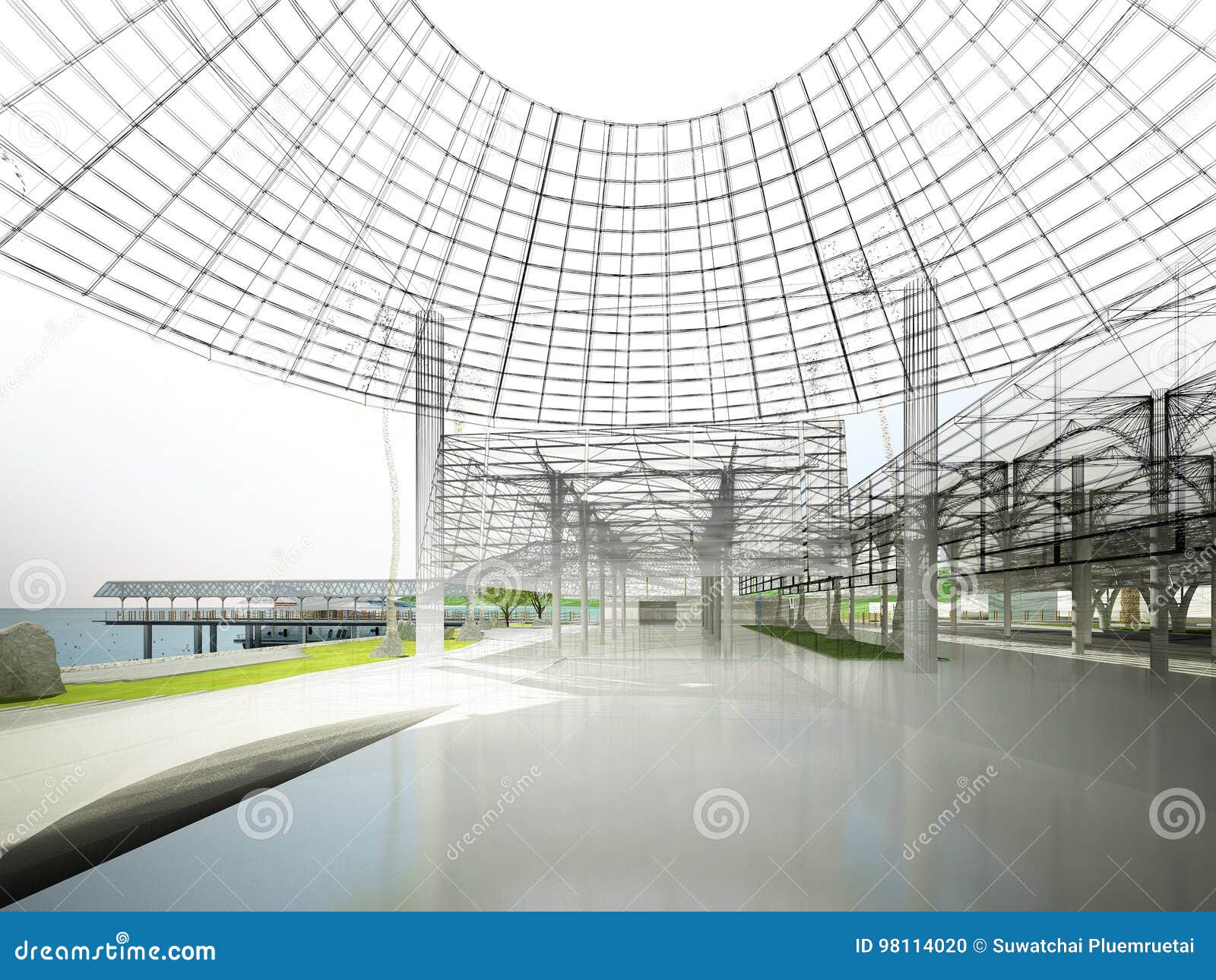 Sketch Design of Interior Hal Stock Illustration - Illustration of ...