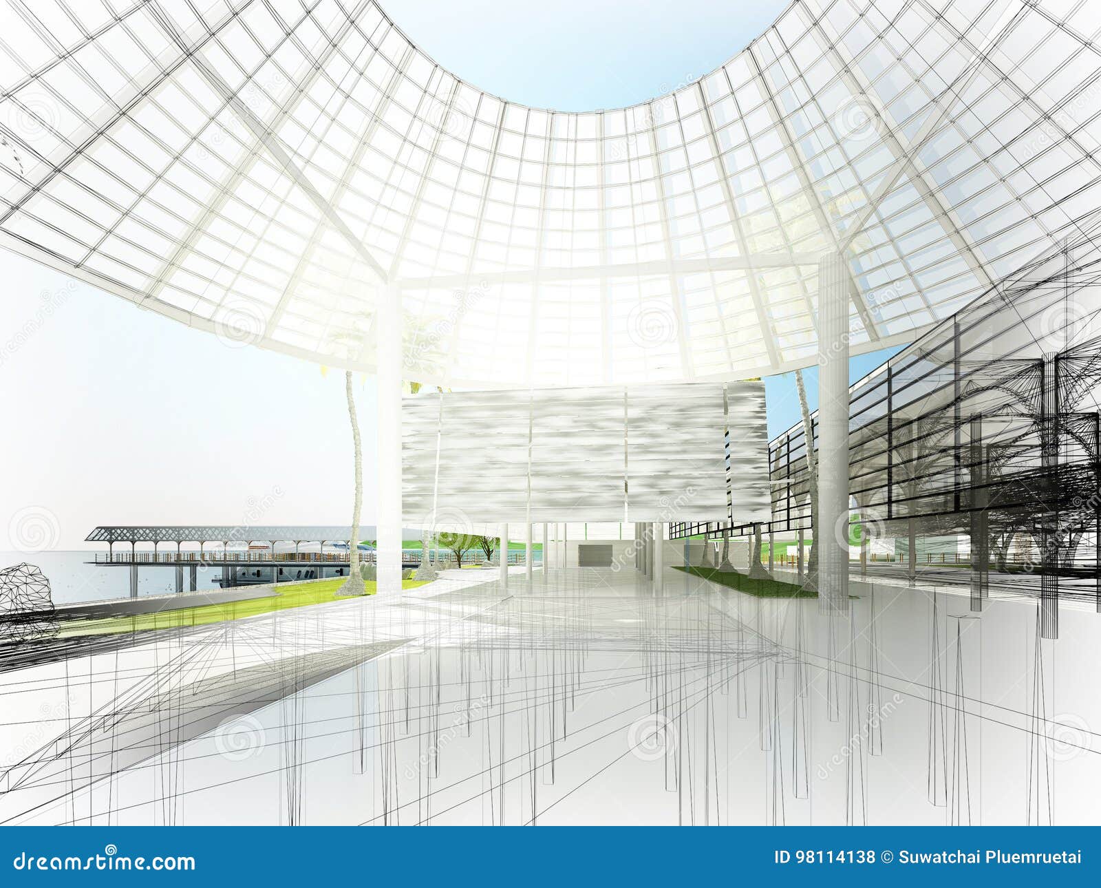 Sketch Design of Interior Hal Stock Illustration - Illustration of ...