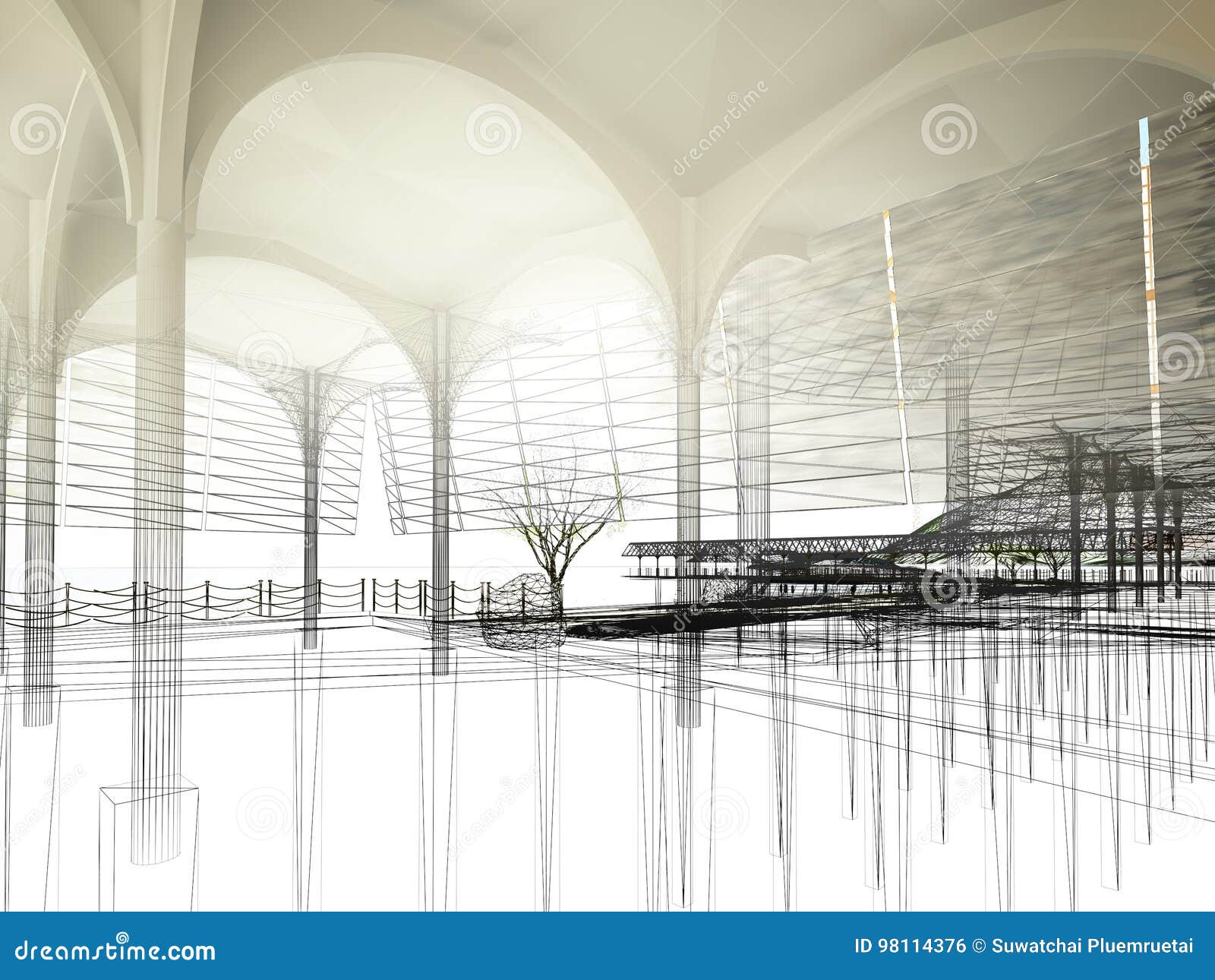 Sketch Design of Interior Hal Stock Illustration - Illustration of ...