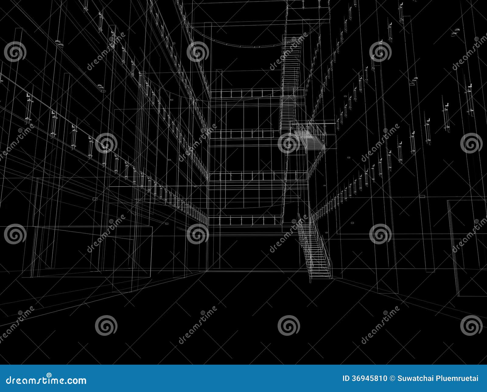 Sketch Design of Interior Hall on Black Stock Illustration ...