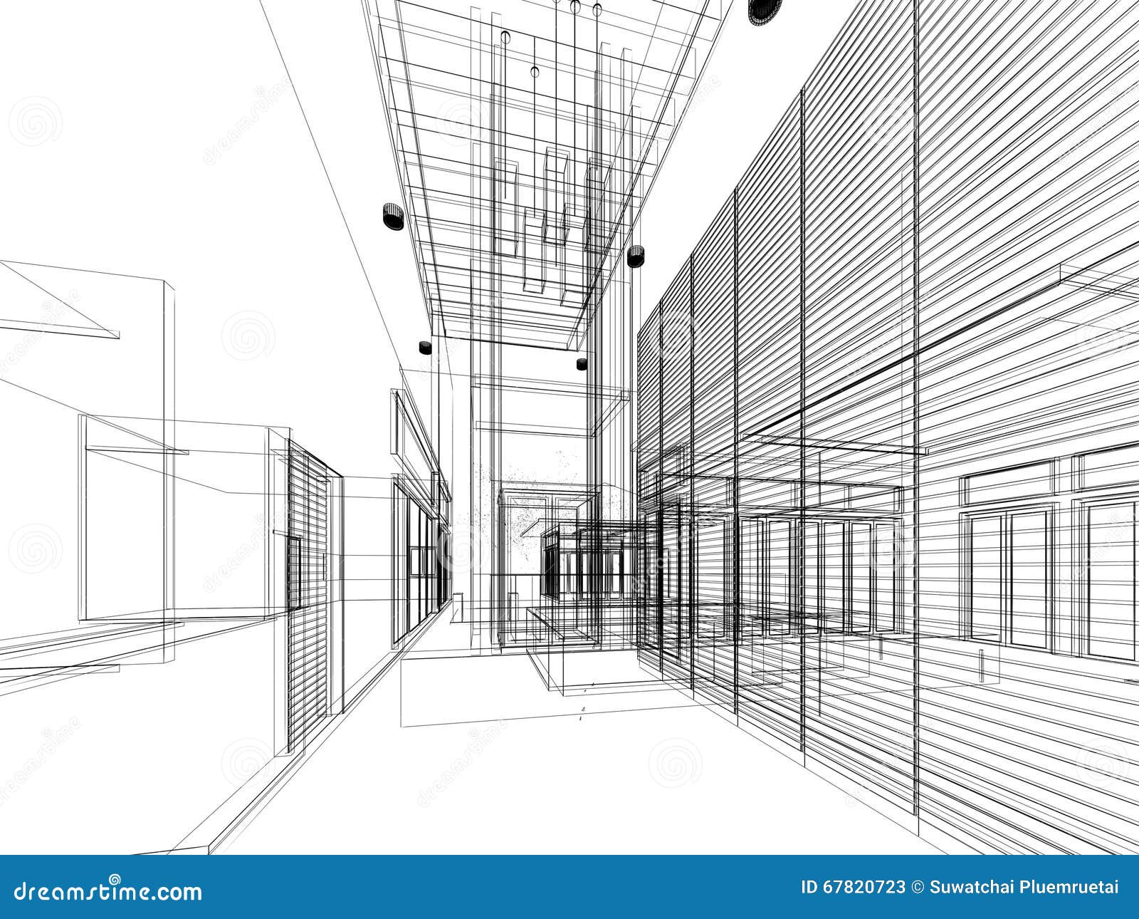 Sketch Design of Interior Hall,3d Stock Illustration - Illustration of ...