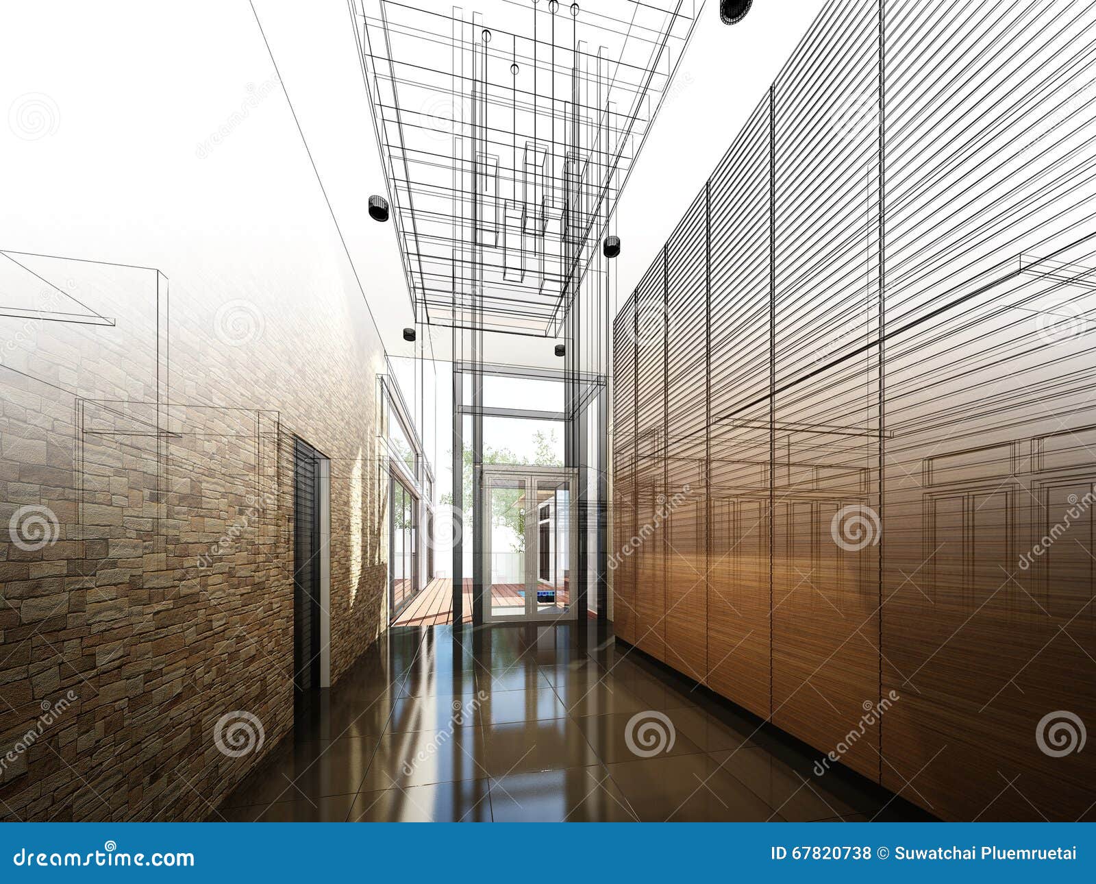 Sketch Design of Interior Hall,3d Stock Illustration - Illustration of ...