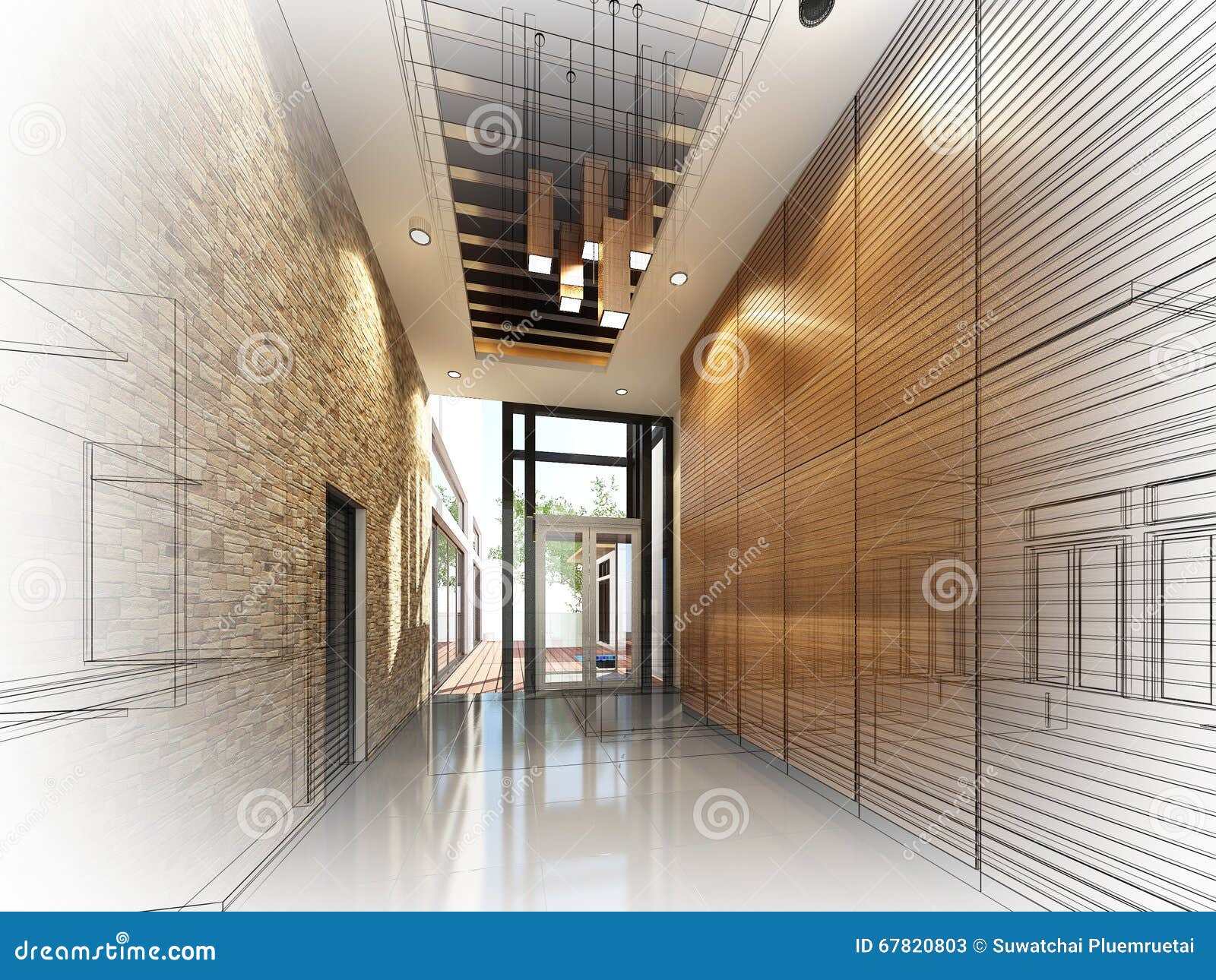 Sketch Design of Interior Hall,3d Stock Illustration - Illustration of ...
