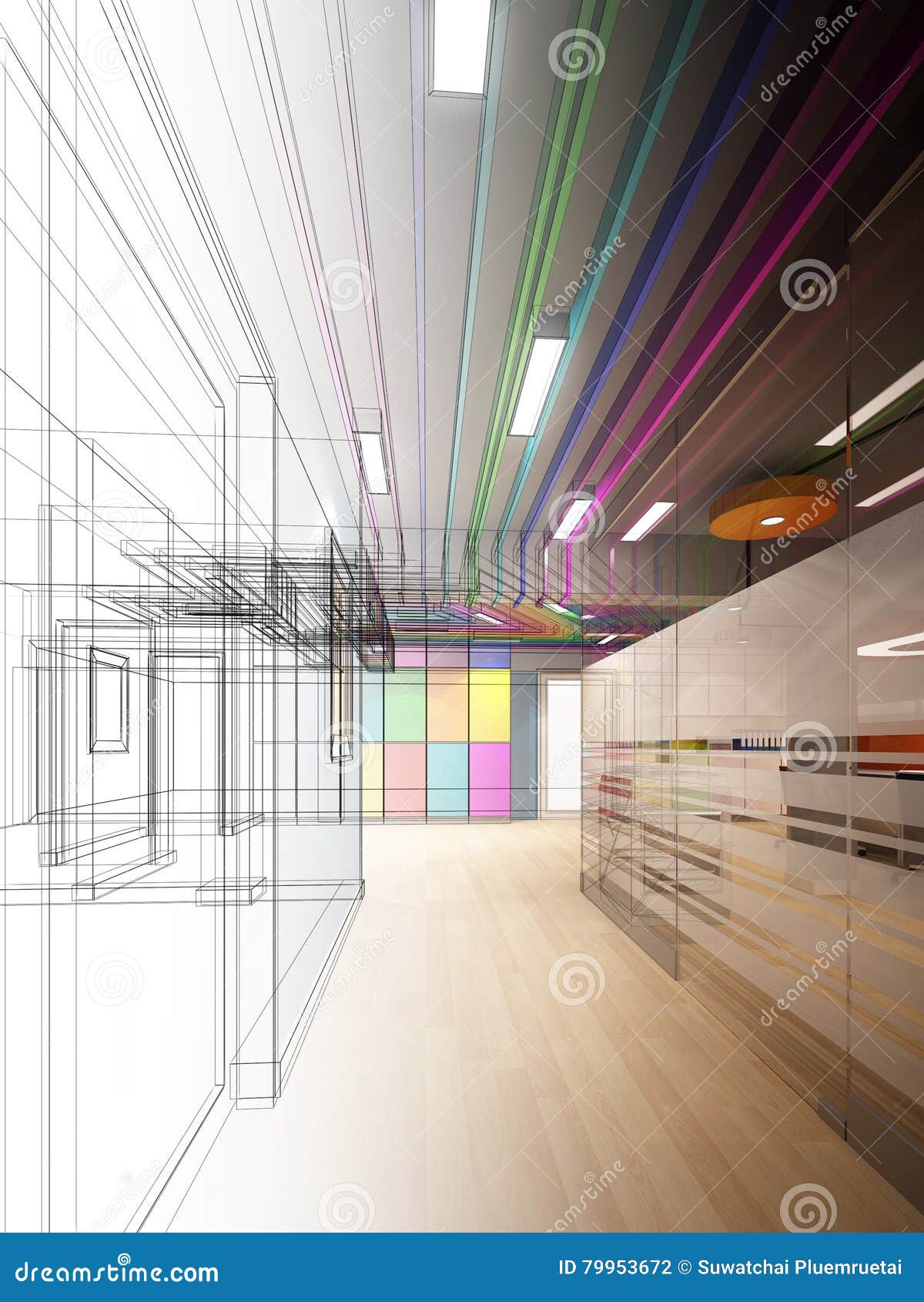 Sketch Design of Interior Hall Stock Illustration - Illustration of ...