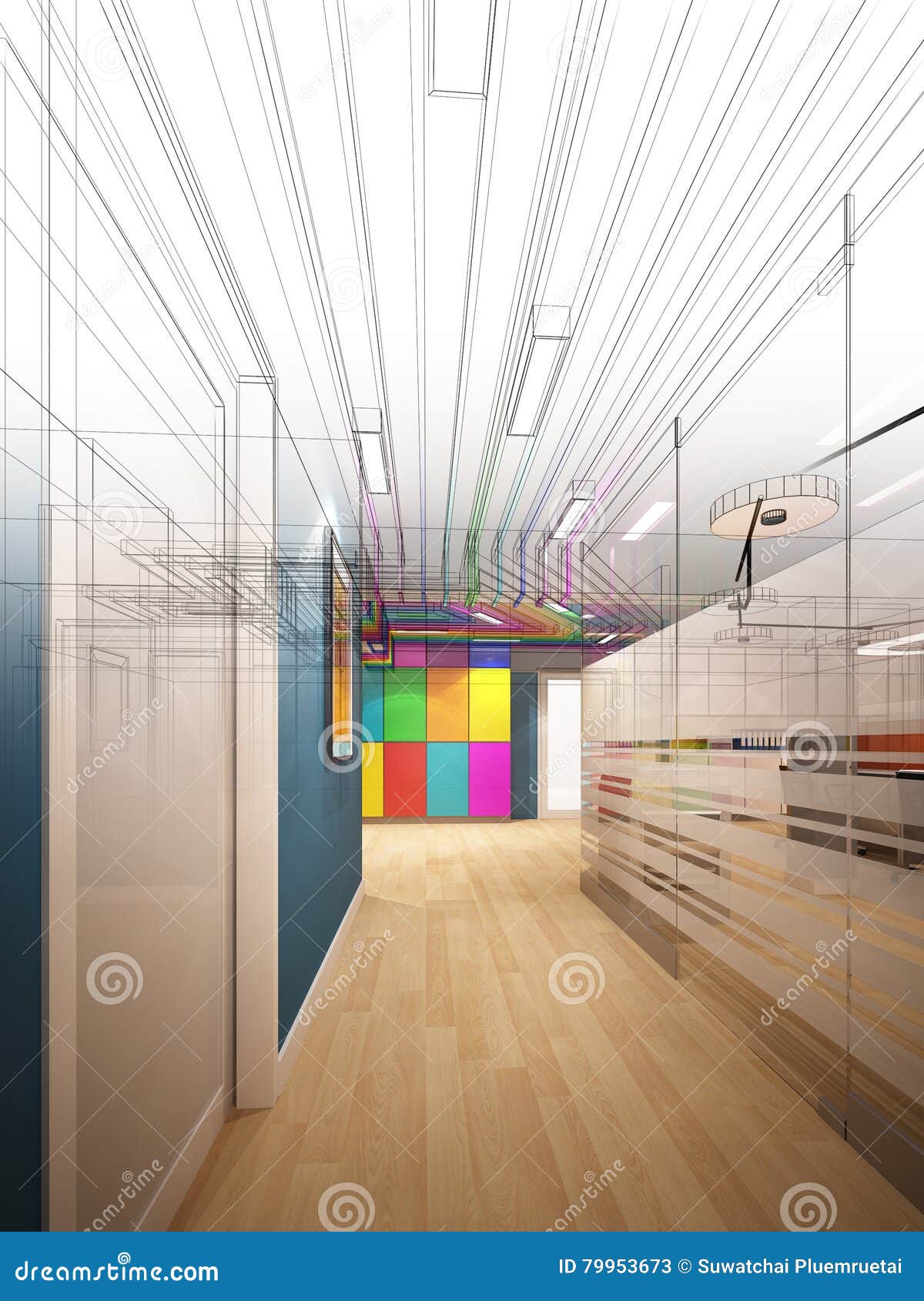 Sketch Design of Interior Hall Stock Illustration - Illustration of ...