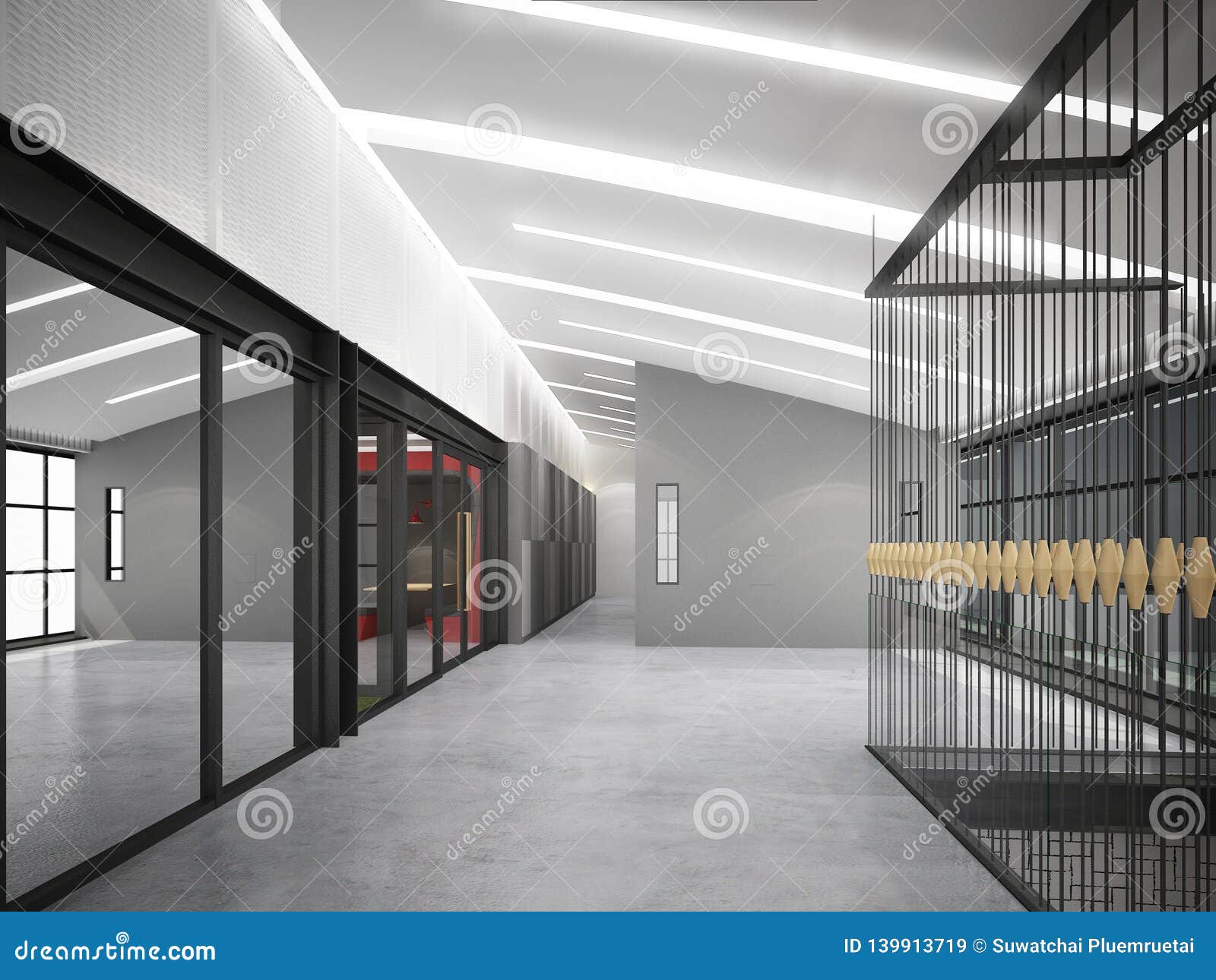 Sketch Design of Interior Hall, 3d Stock Illustration - Illustration of ...