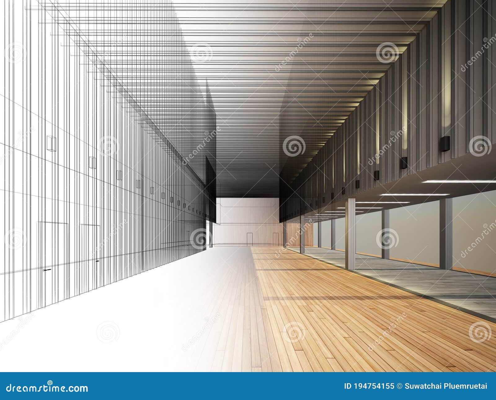 Sketch Design of Interior Hall, 3d Stock Illustration - Illustration of ...