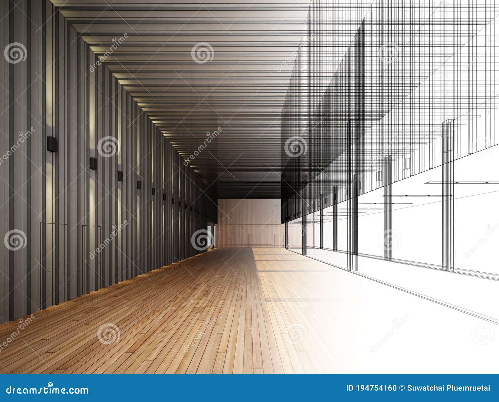 Sketch Design of Interior Hall, 3d Stock Illustration - Illustration of ...