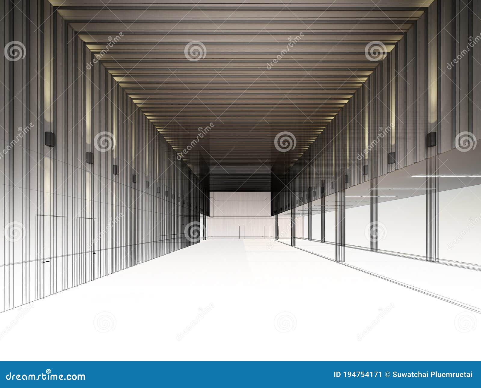 Sketch Design of Interior Hall, 3d Stock Illustration - Illustration of ...