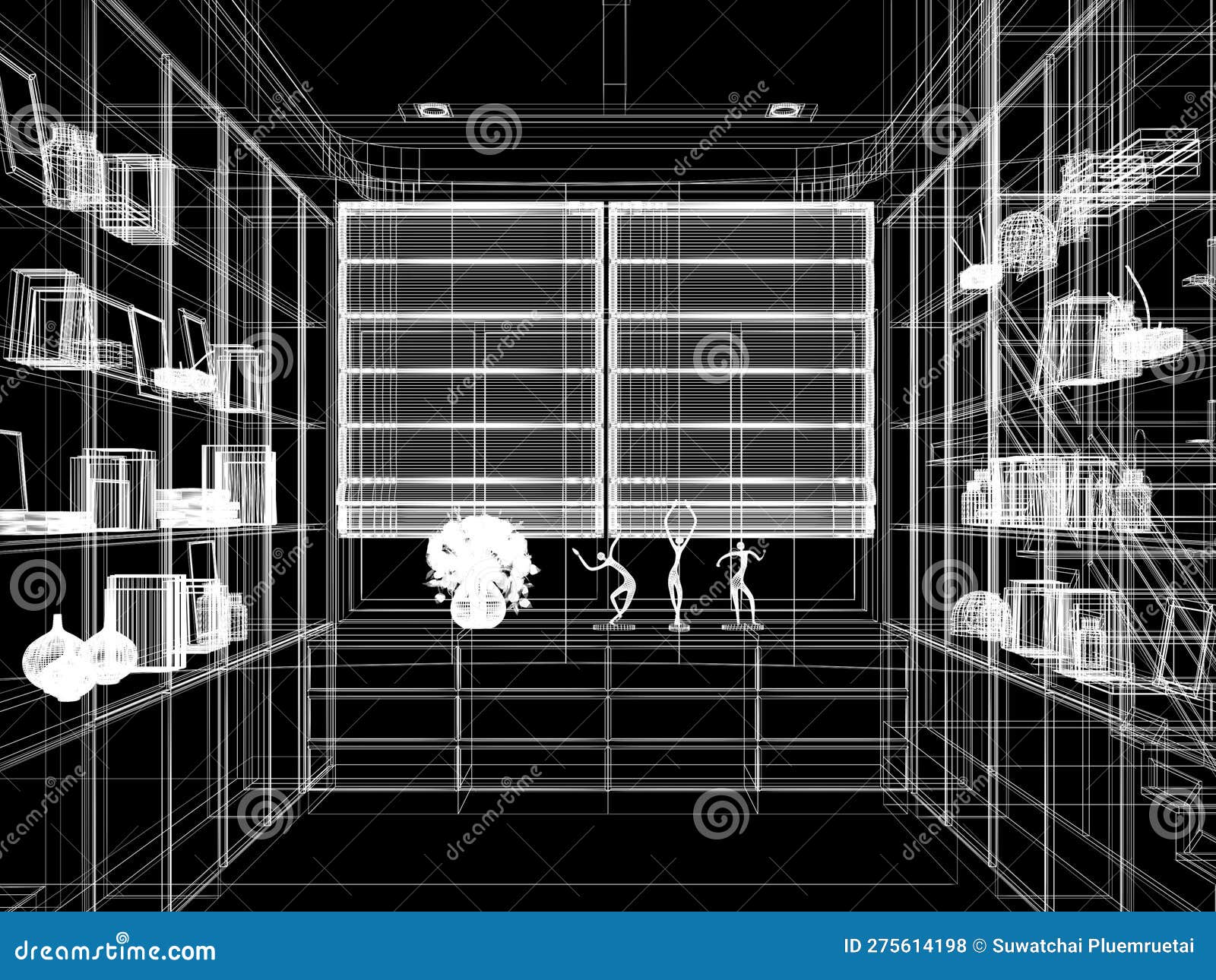 Sketch Design of Interior Hall, 3d Stock Illustration - Illustration of ...