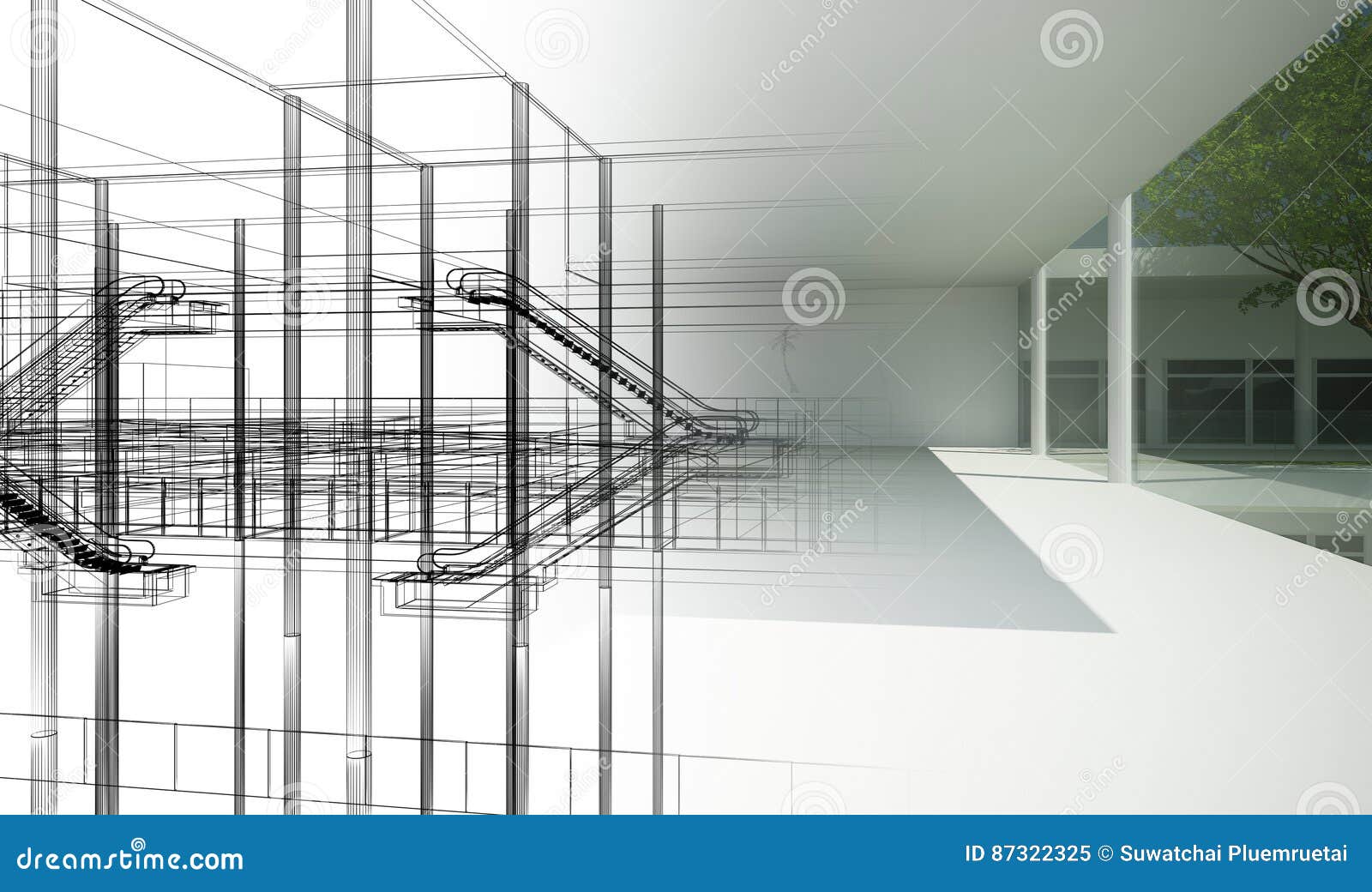 Sketch Design of Interior Hall Stock Illustration - Illustration of ...