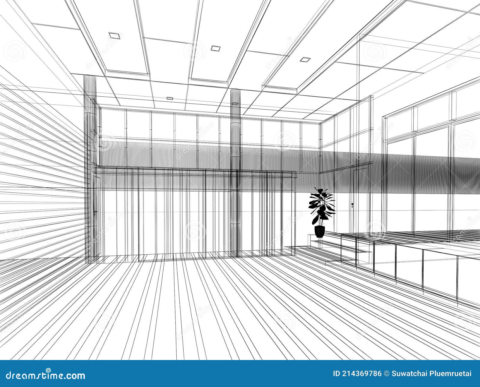 Sketch Design of Interior Hall, 3d Stock Illustration - Illustration of ...