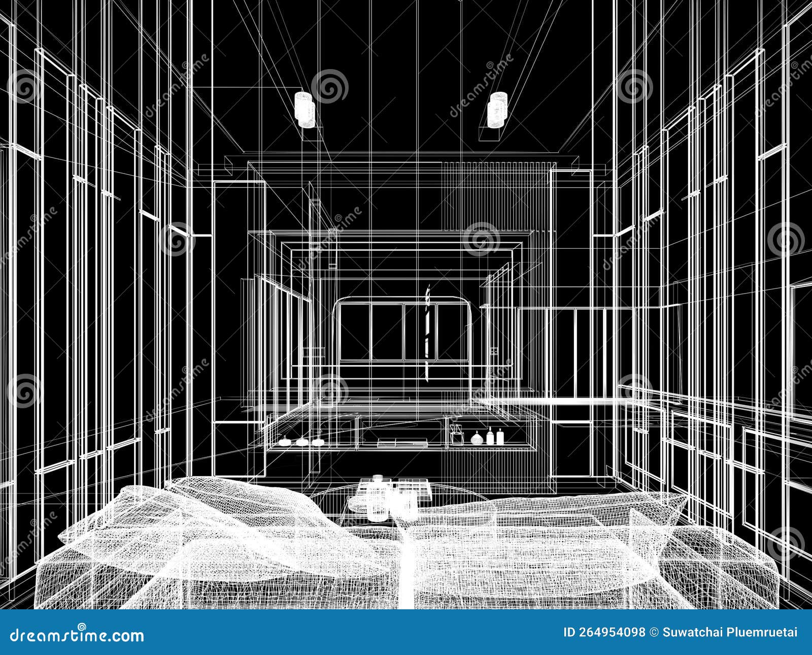 Sketch Design of Interior Home Theater, 3d Stock Illustration ...