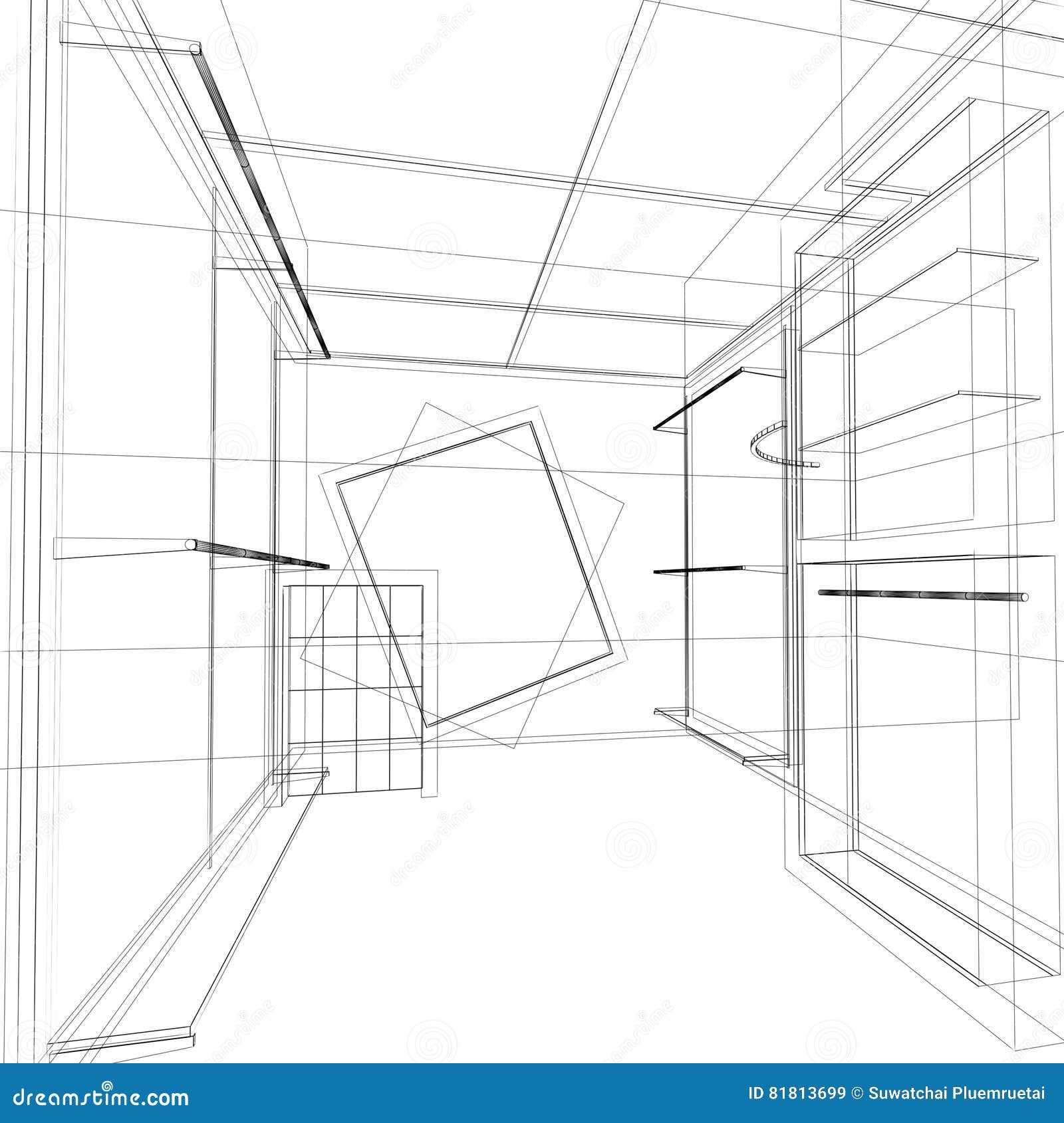 Sketch Design of Interior Shop Stock Image - Image of perspective ...