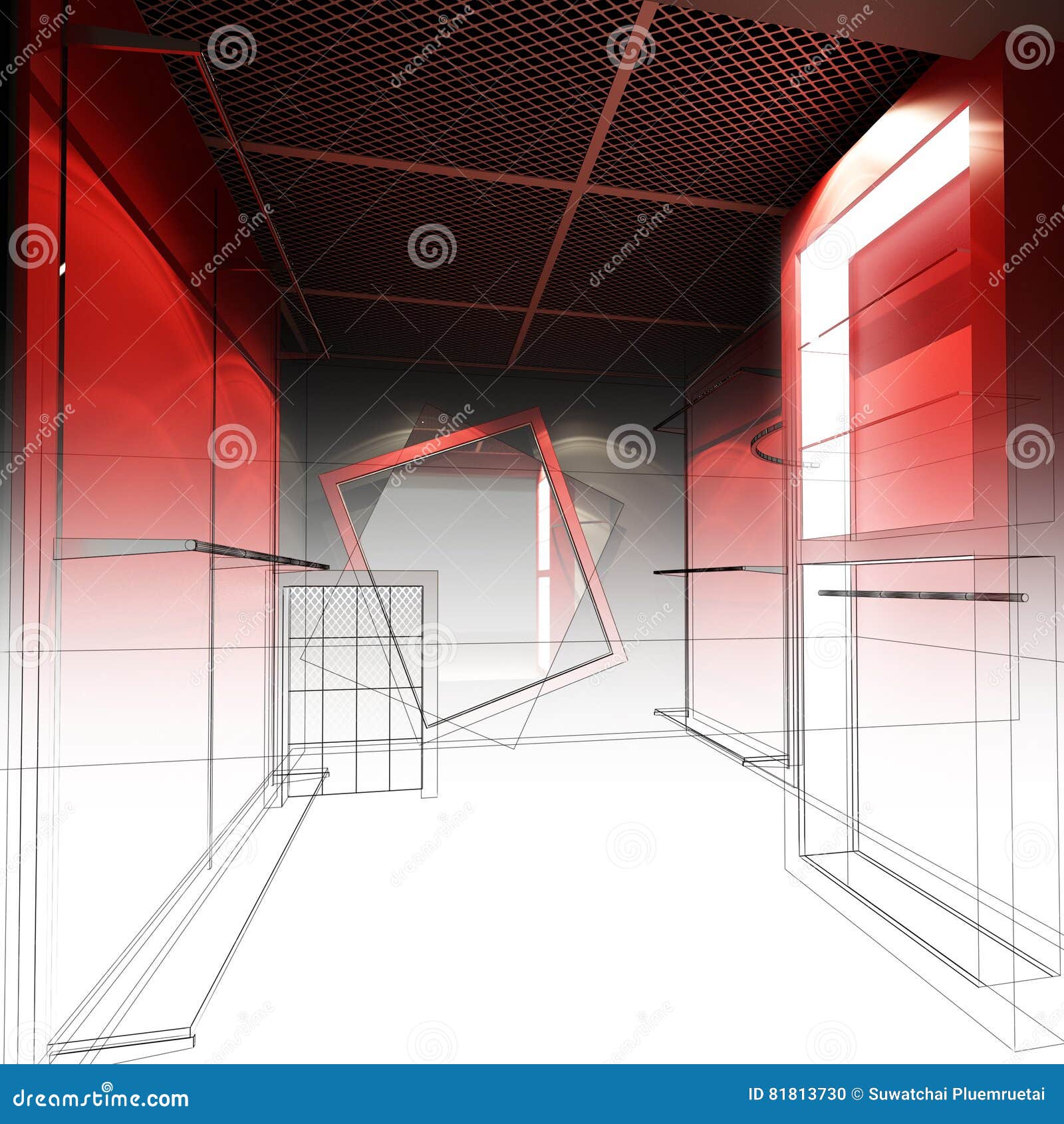 Sketch Design of Interior Shop Stock Illustration - Illustration of ...