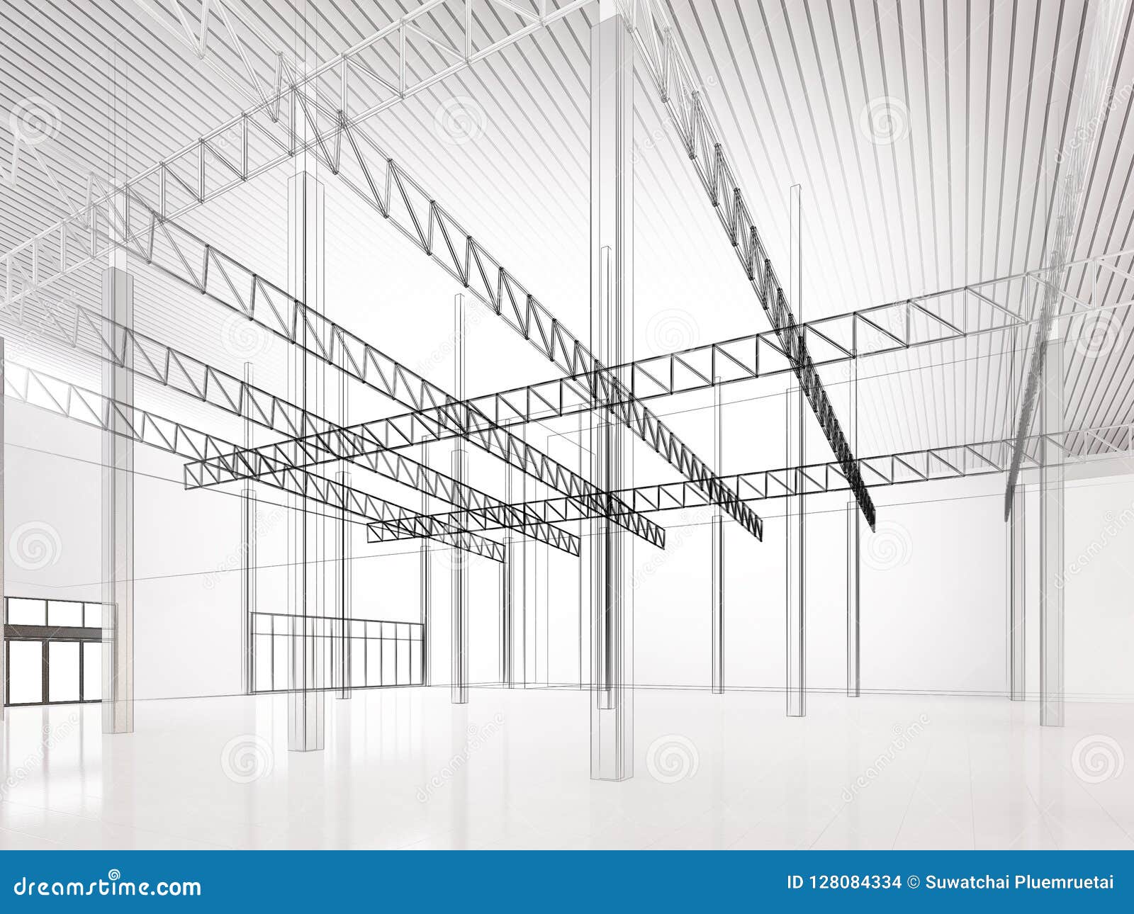 Sketch Design of Interior Warehouse, Stock Illustration - Illustration ...