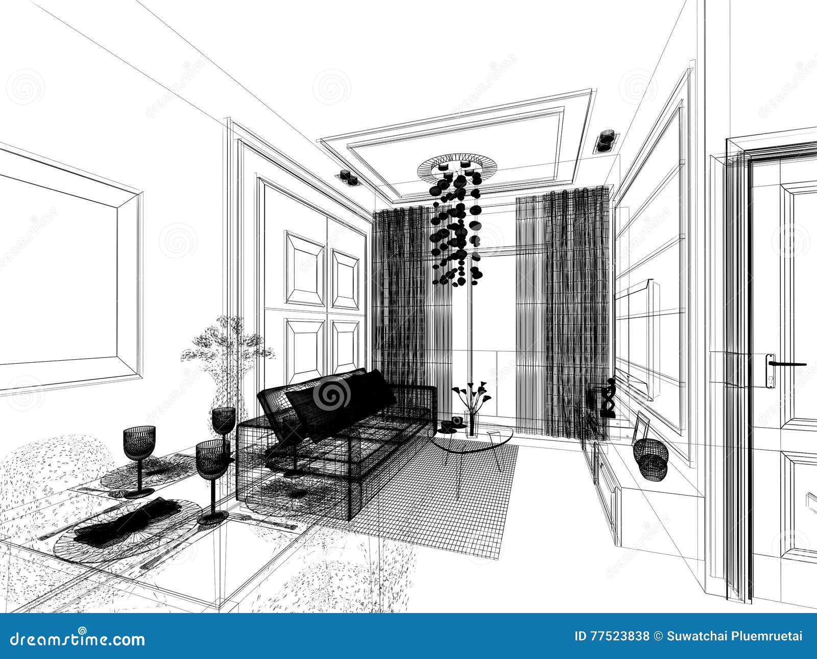 Sketch design of living stock photo. Illustration of inspiration - 77523838