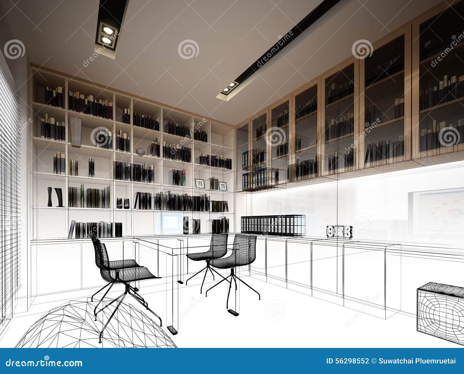 Sketch Design of Study Room Stock Illustration - Illustration of ...