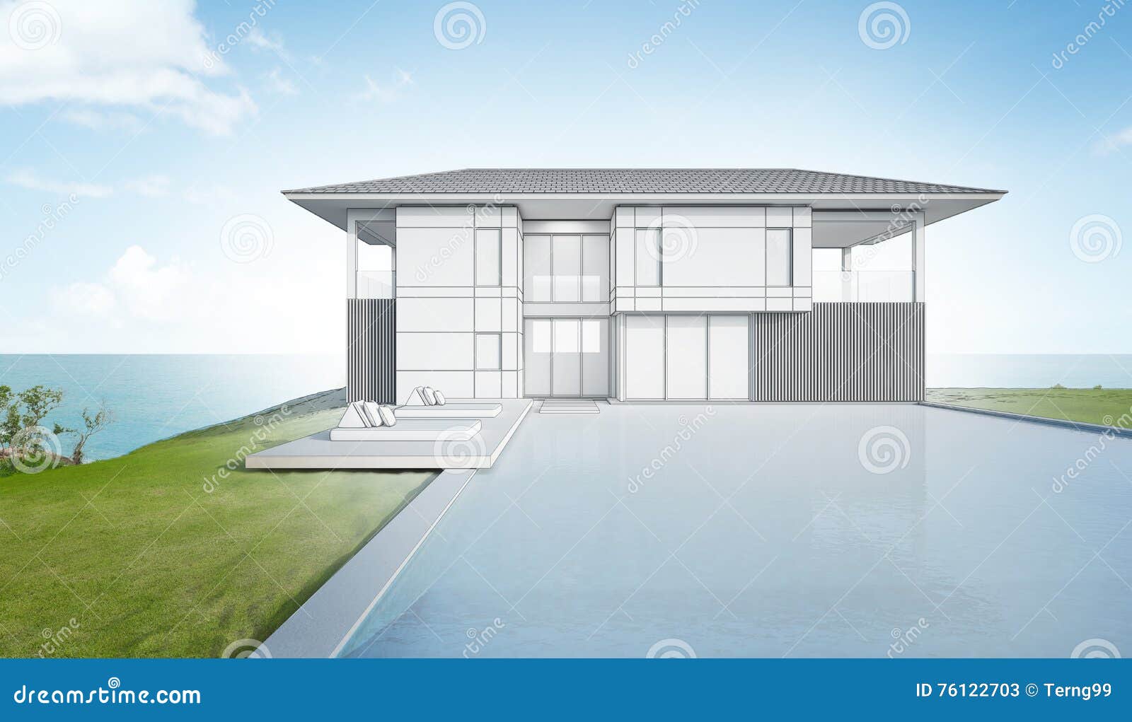 How To Draw A Mansion House With A Swimming Pool