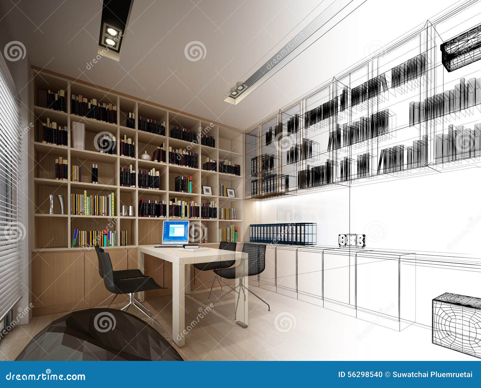 Sketch Design of Study Room Stock Illustration - Illustration of ...