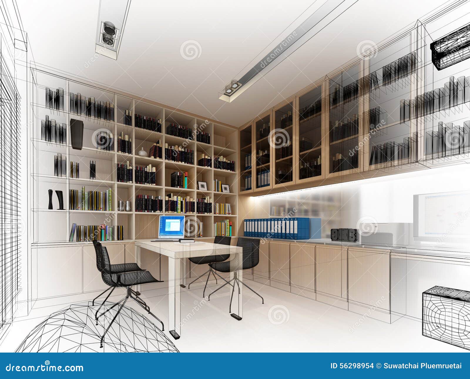 Sketch Design of Study Room Stock Illustration - Illustration of ...