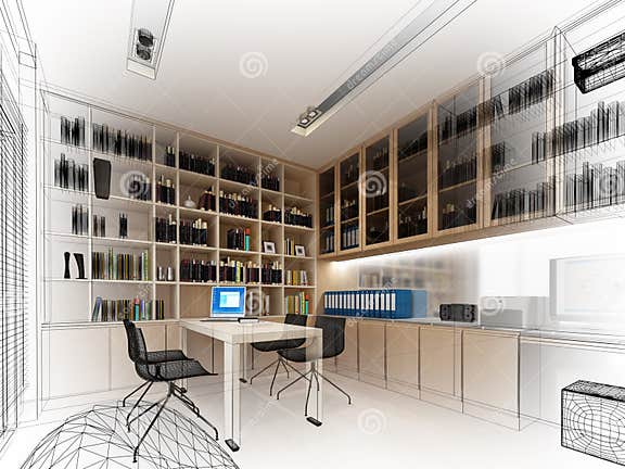 Sketch Design of Study Room Stock Illustration - Illustration of ...