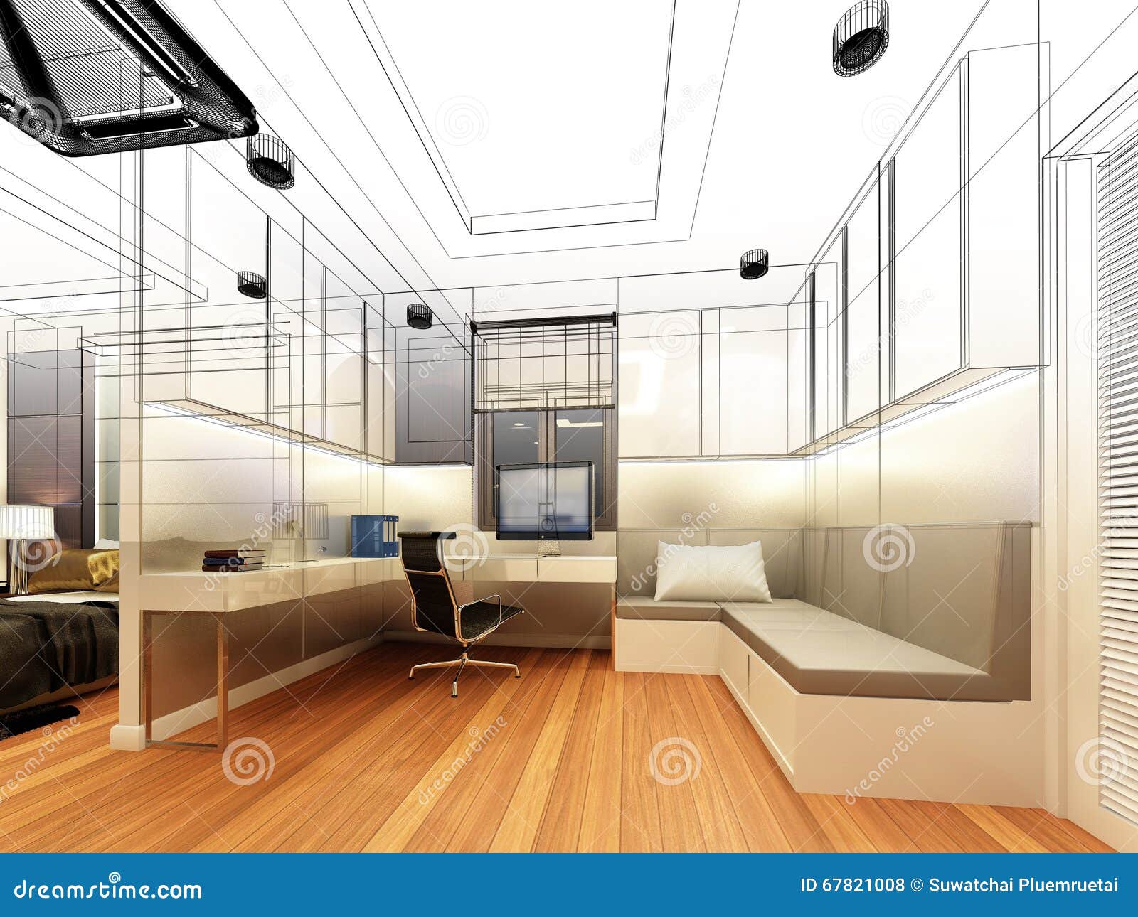 Sketch Design of Study Room Stock Illustration - Illustration of ...