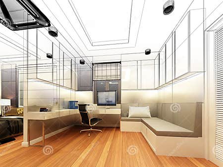 Sketch Design of Study Room Stock Illustration - Illustration of ...