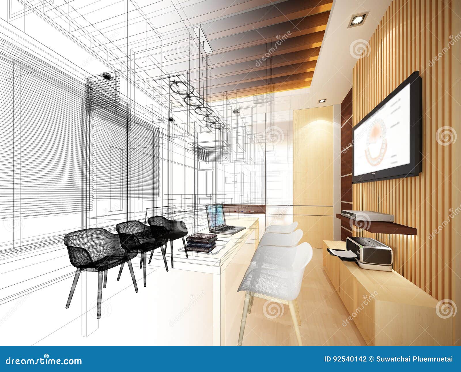 Sketch Design of Study Room Stock Illustration - Illustration of ...