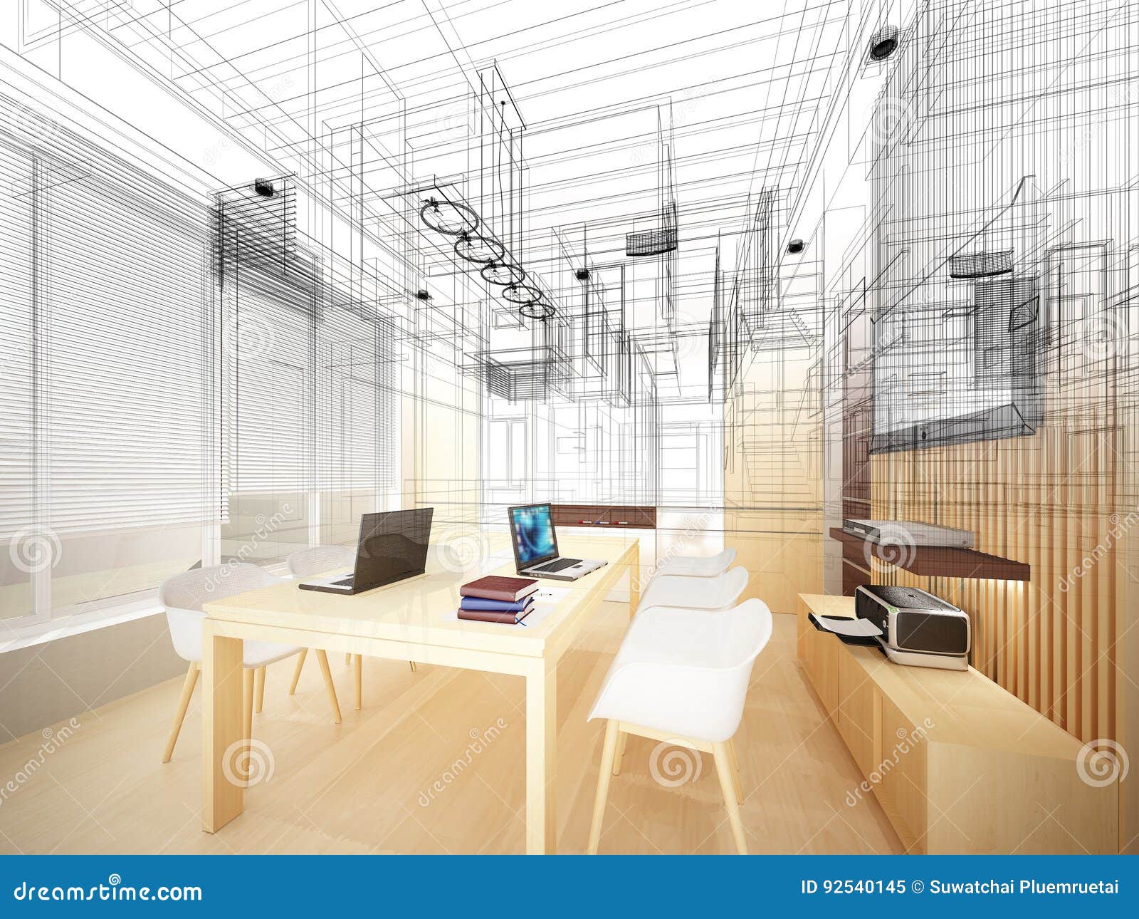 Sketch Design of Study Room Stock Illustration - Illustration of cheese ...